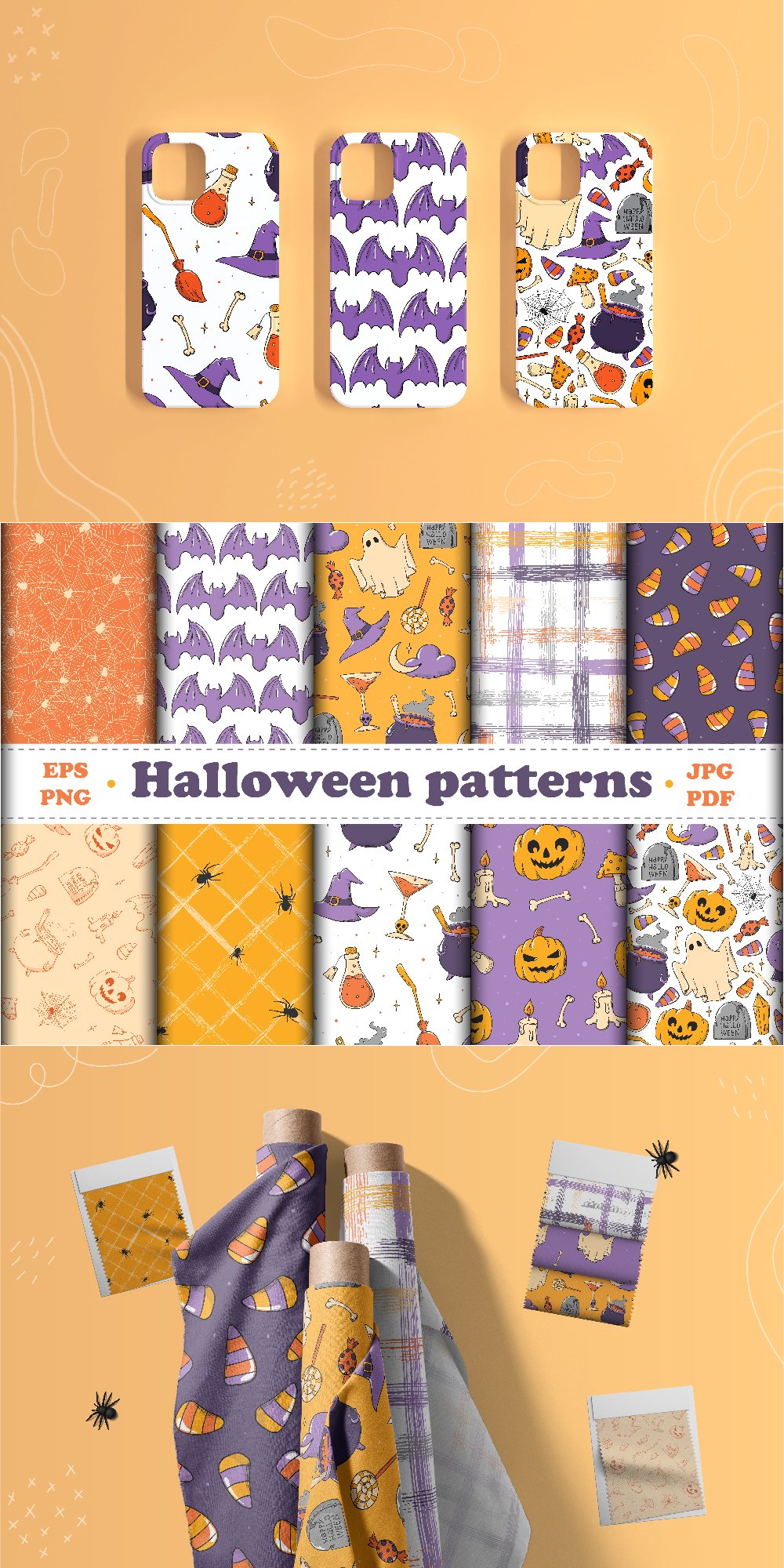 11 Halloween seamless patterns
