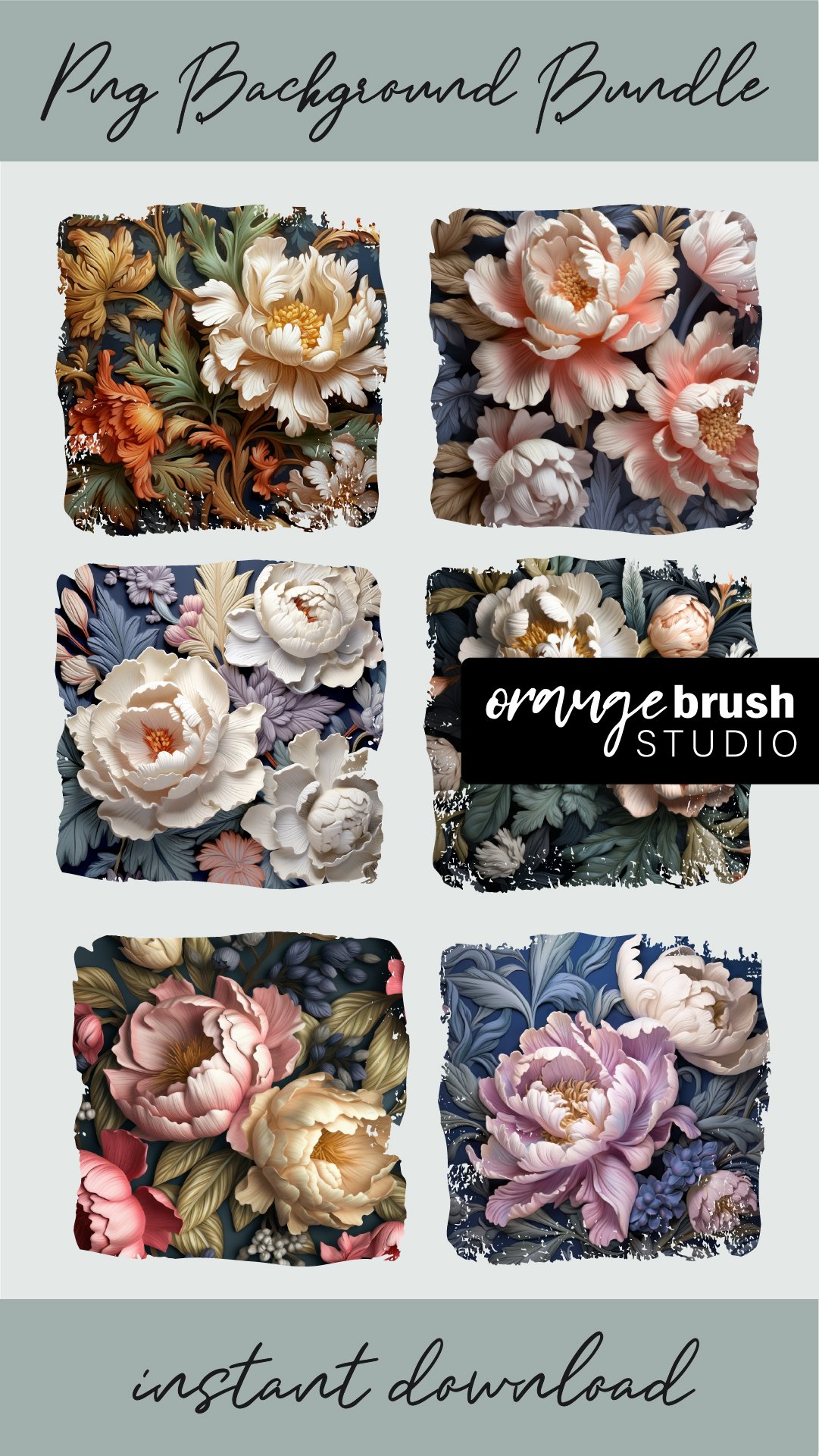 3D Flowers Backgrounds | 3D Sublimation Designs Bundle