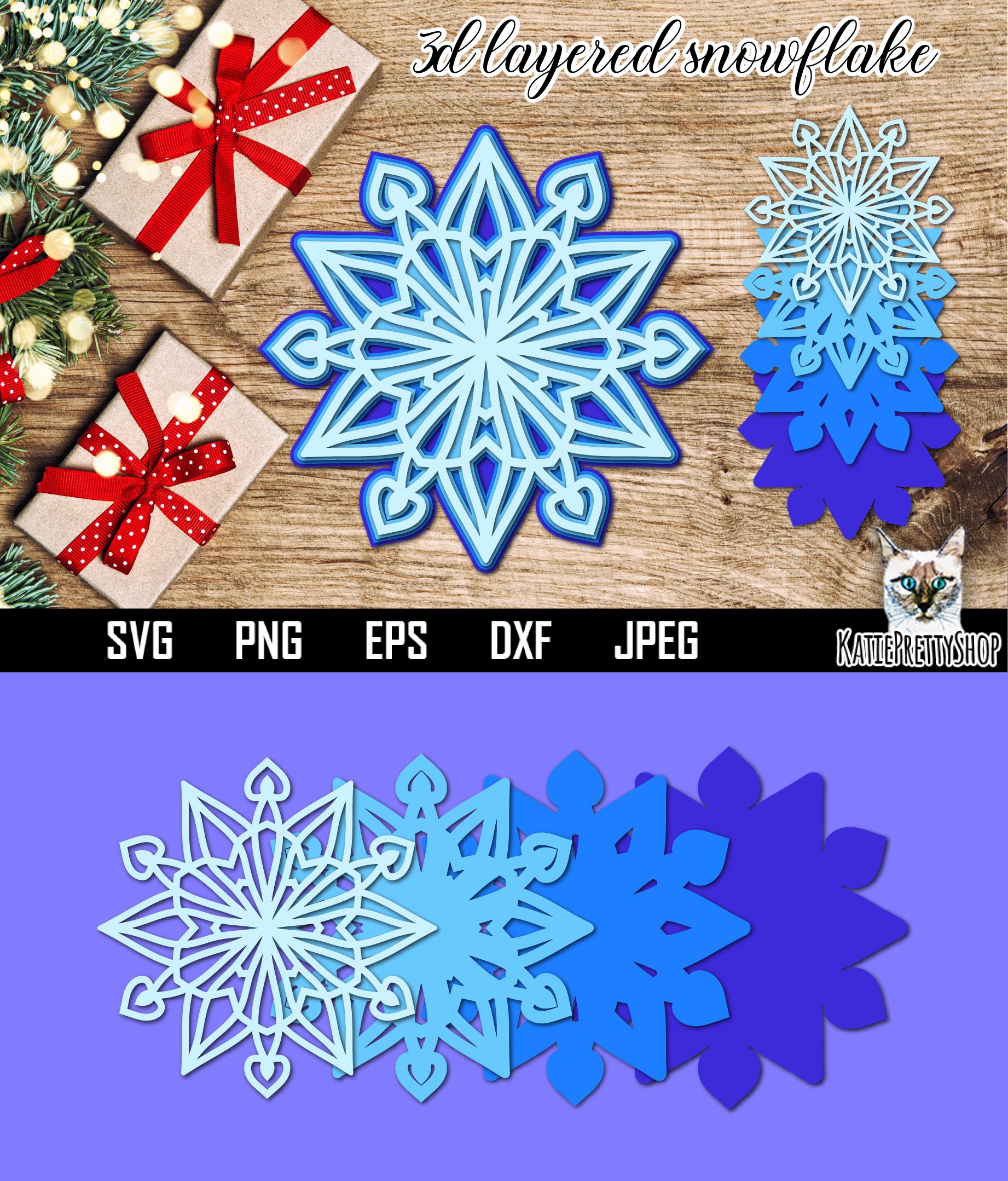 Multilayered Christmas papercut SVG, 3d layered (2082066)