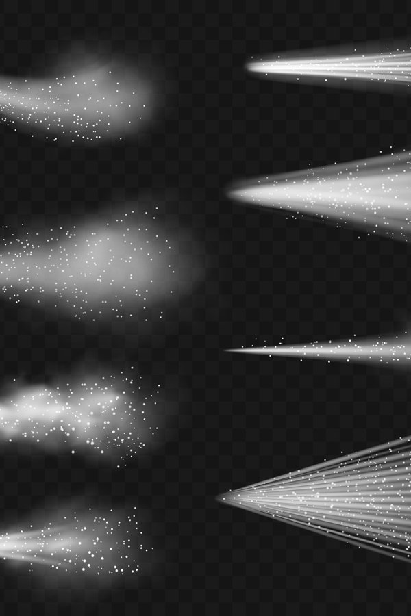 Airy water spray. Realistic mist jet little water particles