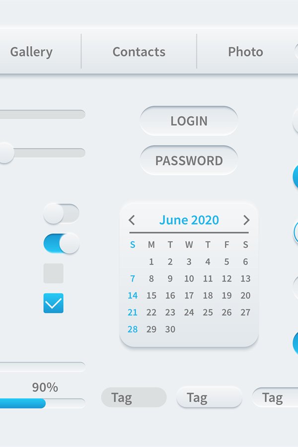 White interface elements. Universal ui template for mobile a