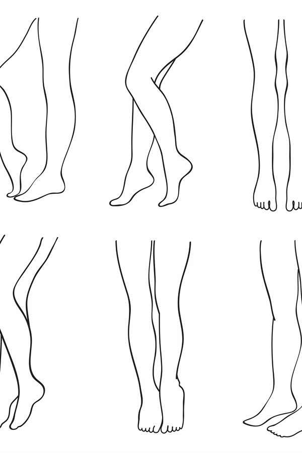 Outline attractive female legs vector set