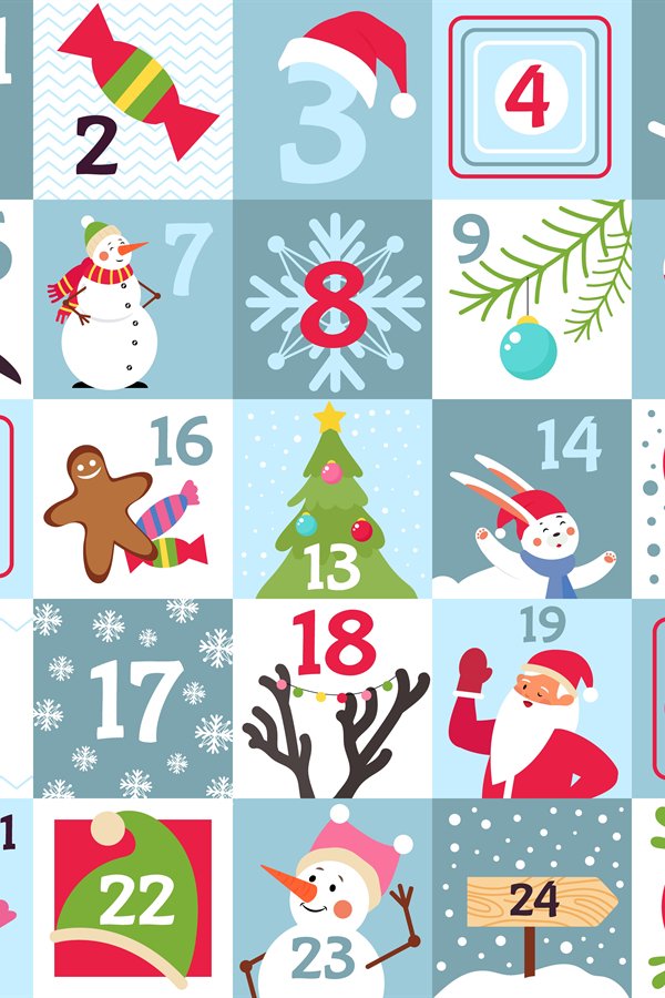 Advent calendar. Printable christmas gift, countdown day num
