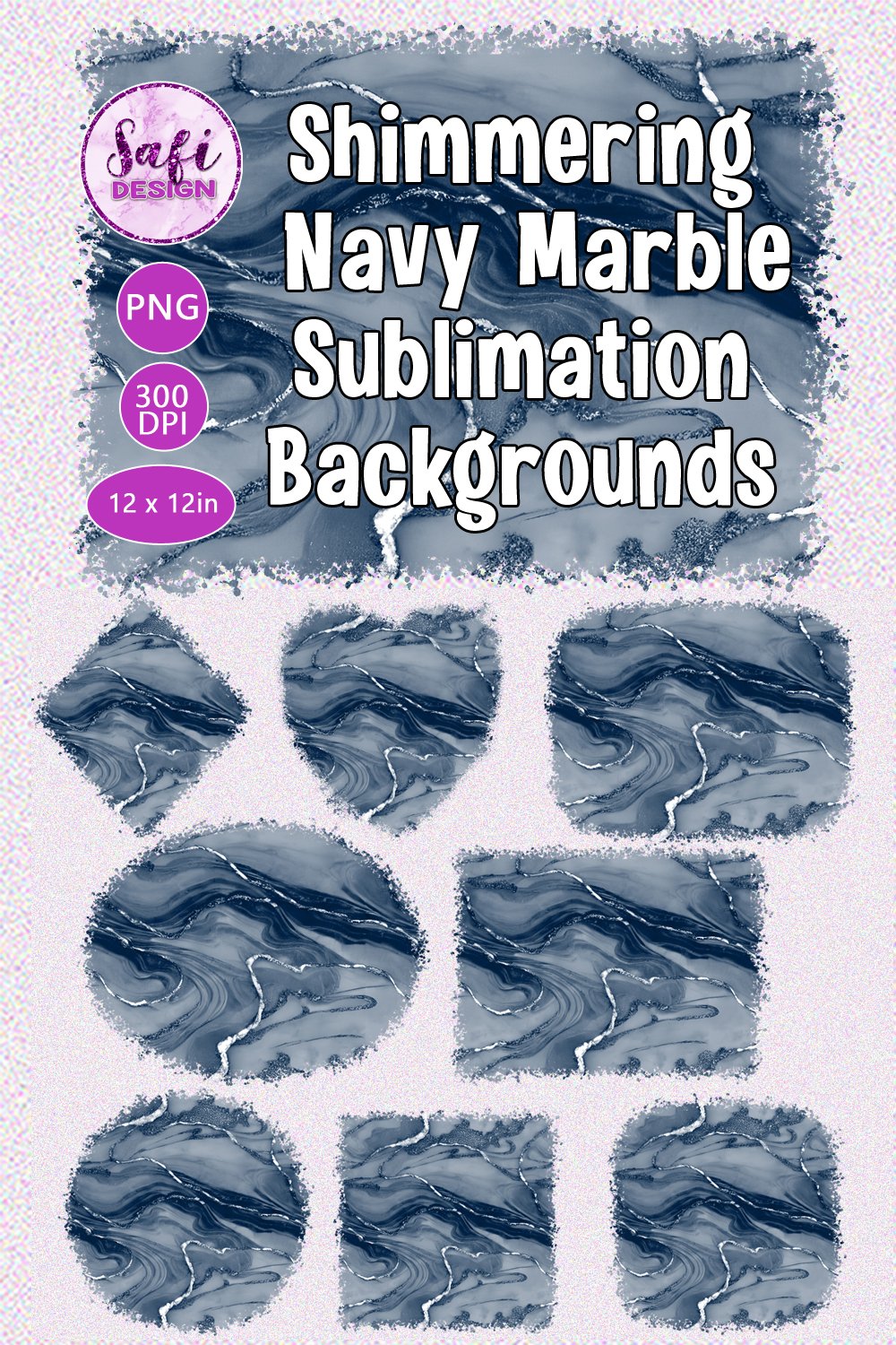 Navy Blue Shimmering Marble Sublimation Backgrounds