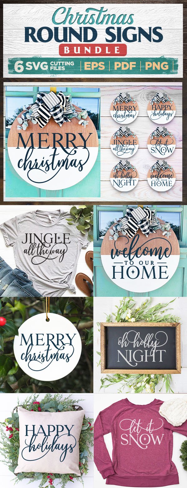 6 Christmas Round Signs | Christmas SVG | SVG Bundle (1103554) | Cut ...