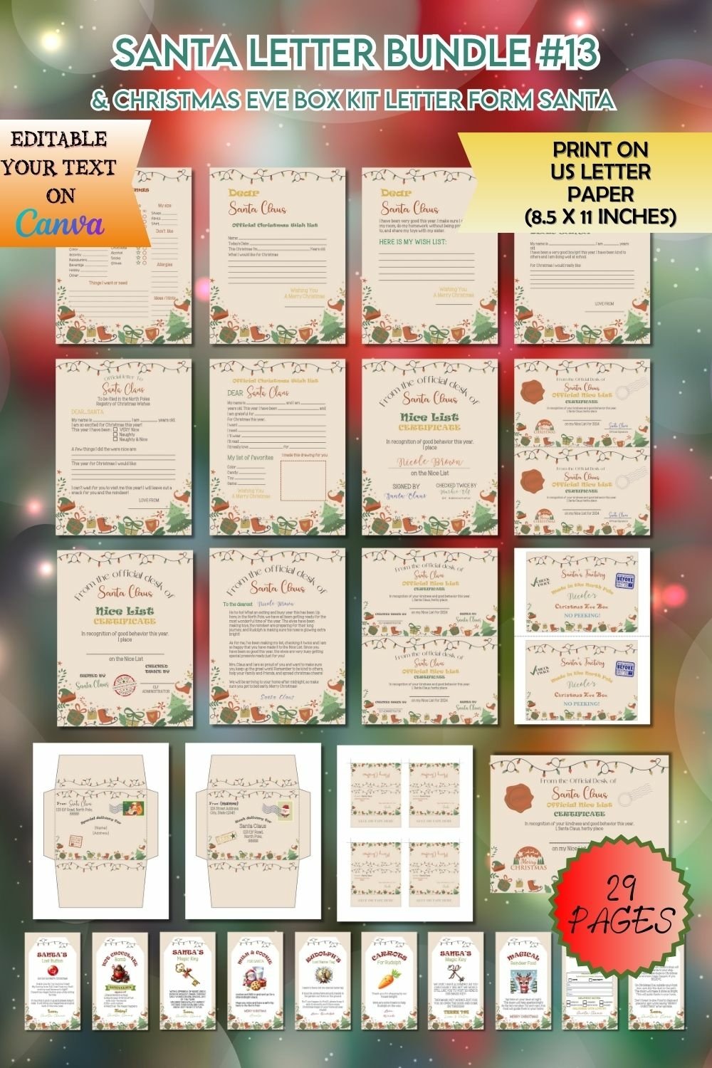 Santa Letter Bundle & Christmas Eve Box Kit - Editable