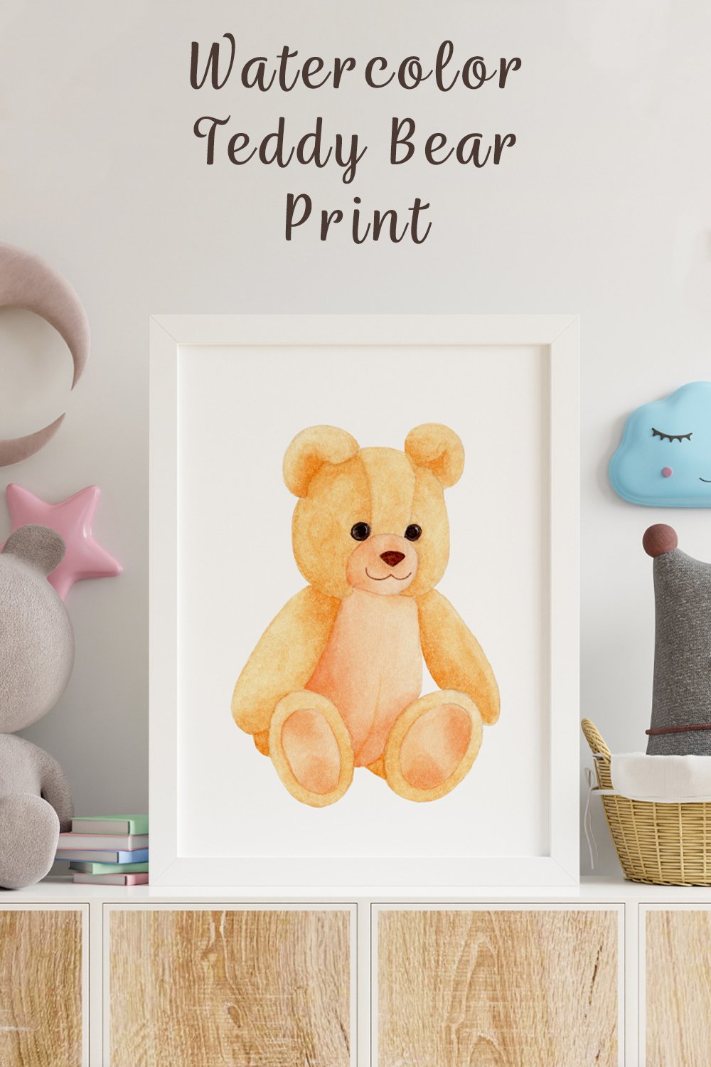 Teddy Bear Print, Teddy Bear Nursery Decor, Watercolor Bear