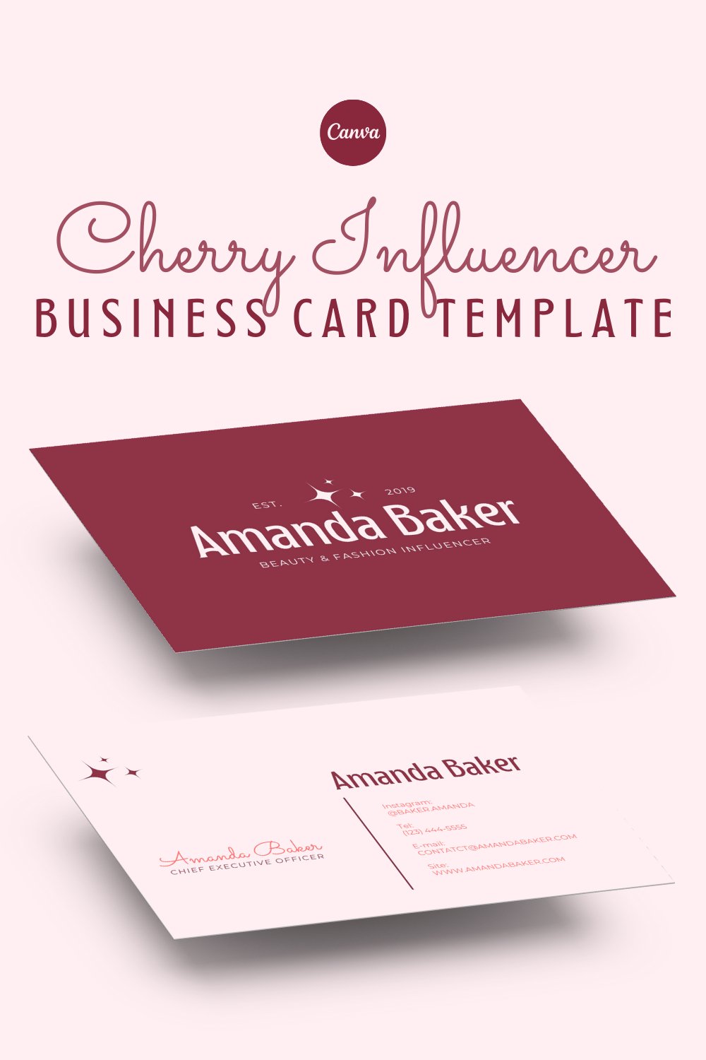 BUSINESS CARD Cherry Influencer CANVA TEMPLATE