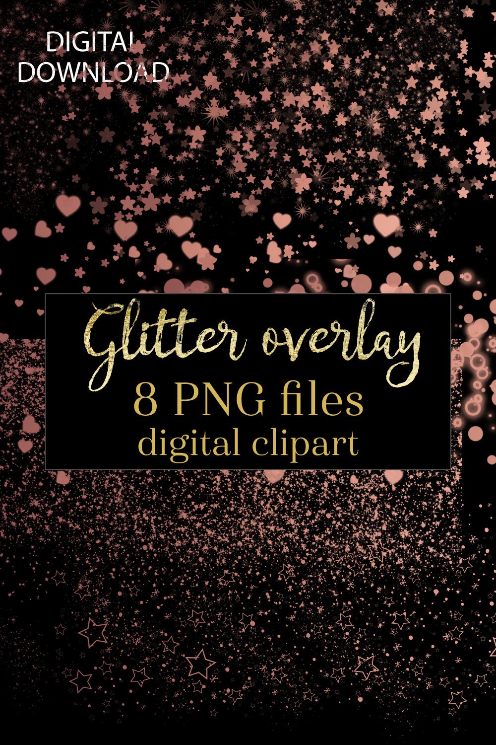 Rose Gold Glitter overlays PNG clipart