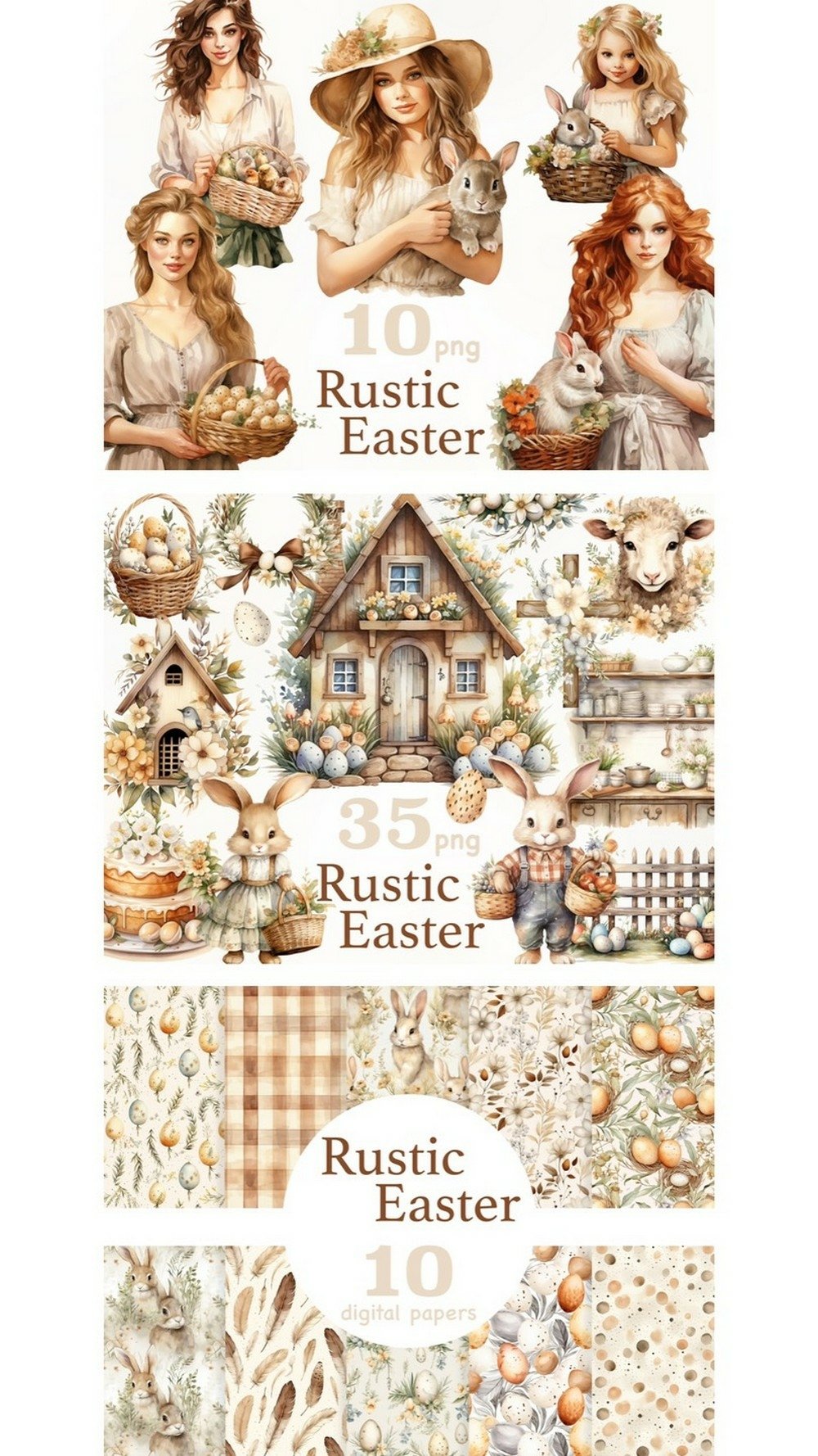 Rustic Easter Clipart | Spring Clipart Bundle
