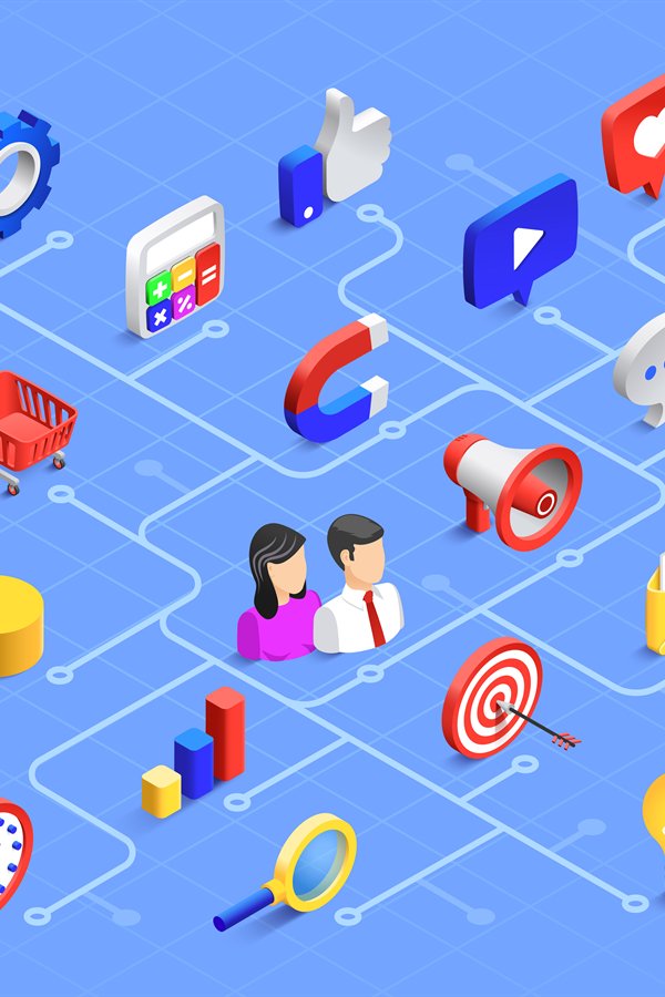 Social media isometric icons. Digital marketing communicatio