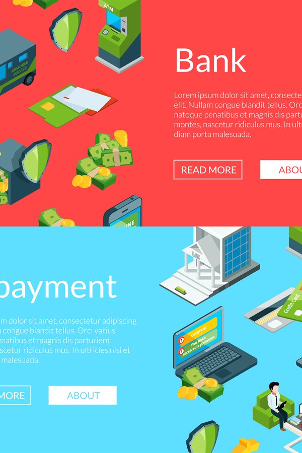 Vector money flow in bank icons