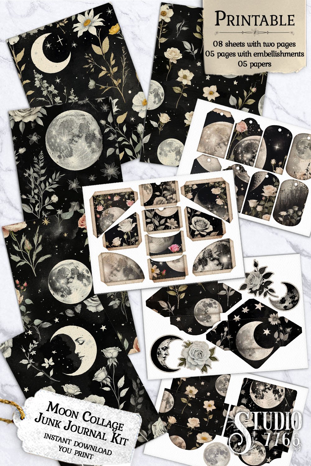 Moon Collage Junk Journal Kit