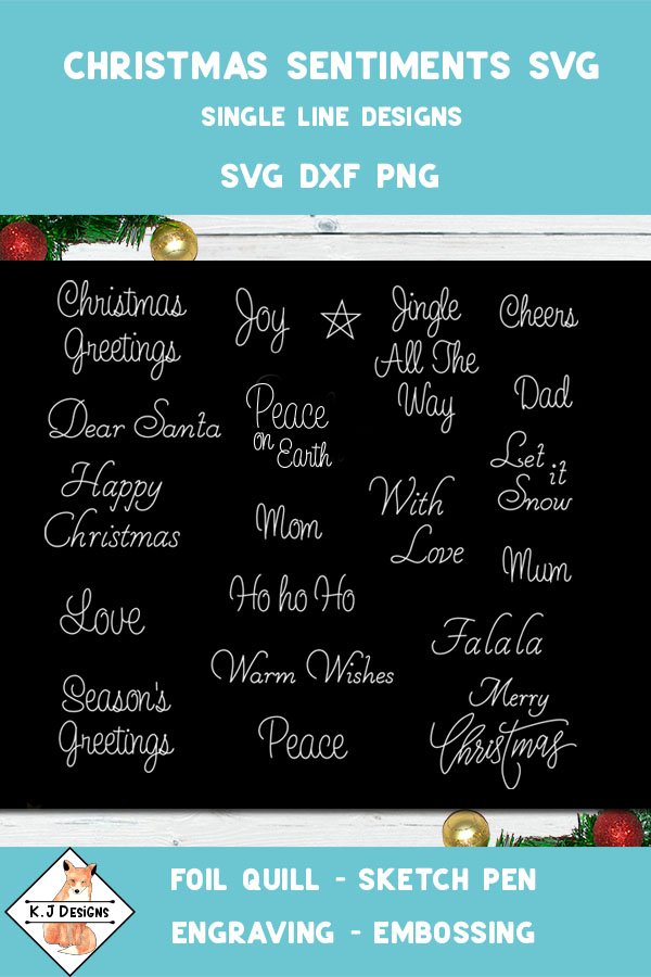 Christmas Sentiments SVG for Foil Quill | Single Line Design