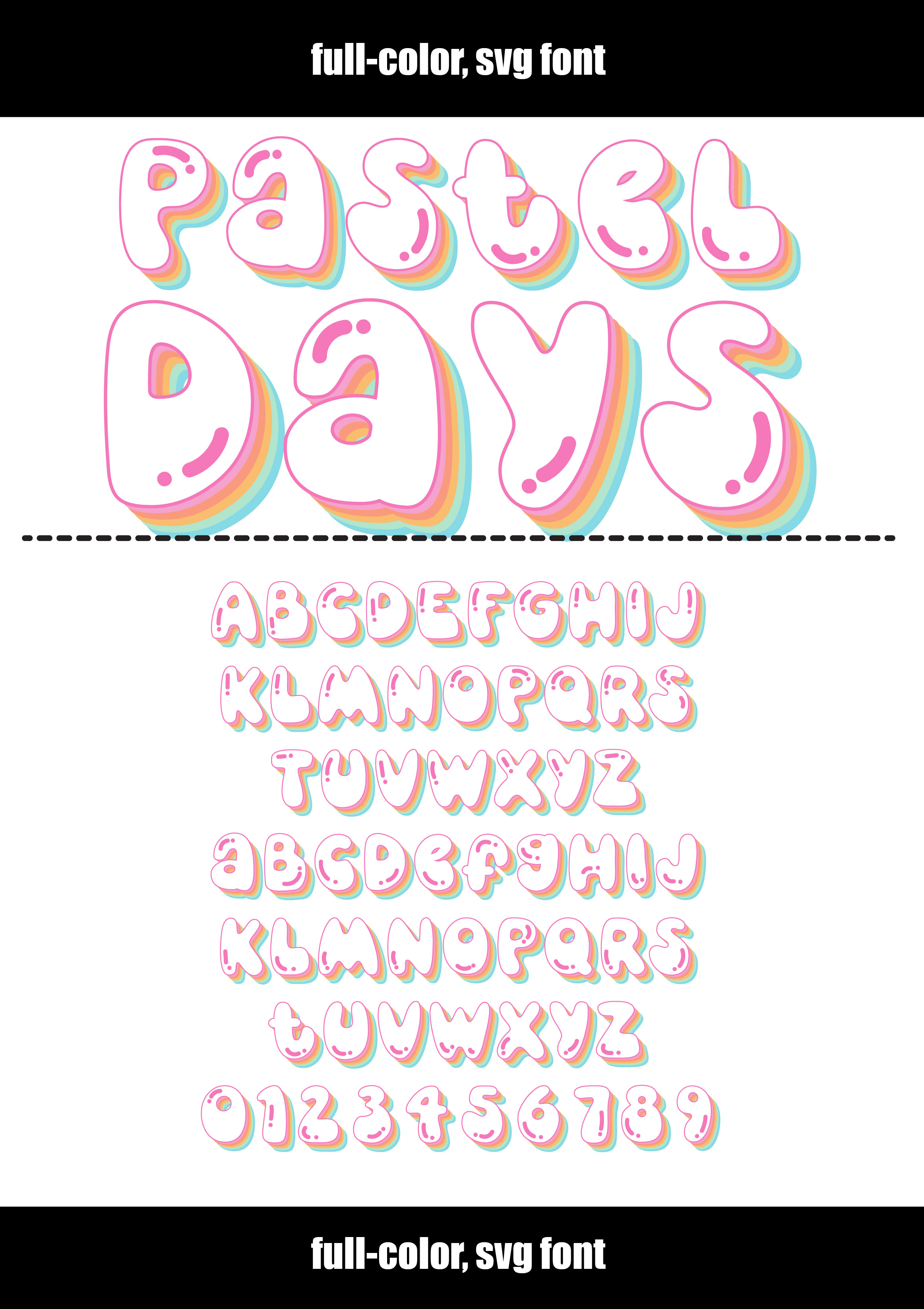 Full pastel-colored font for Canva and Cricut.