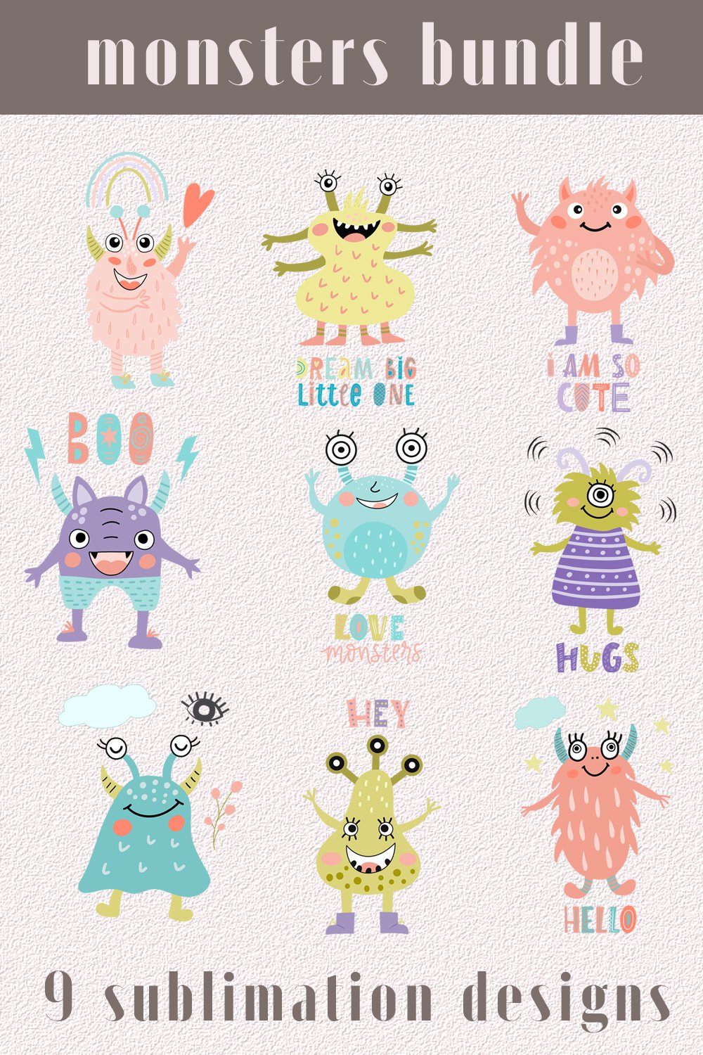 Monsters Sublimation PNG. Sublimation Bundle