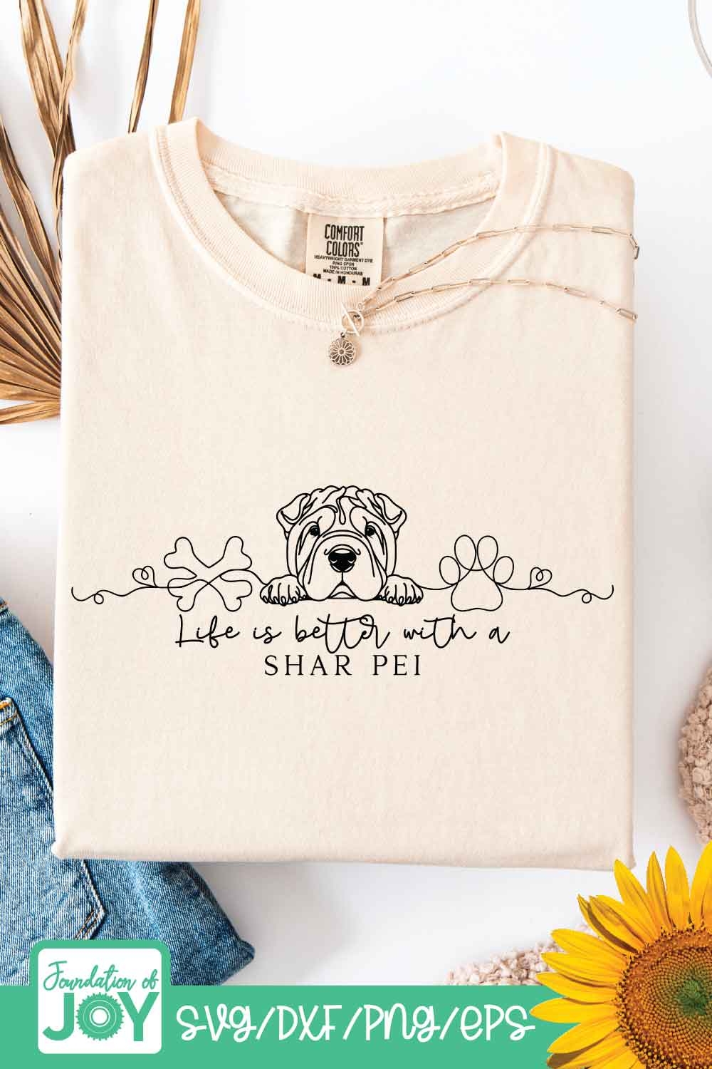 life is better with a shar pei, monoline svg, png, esp, dxf