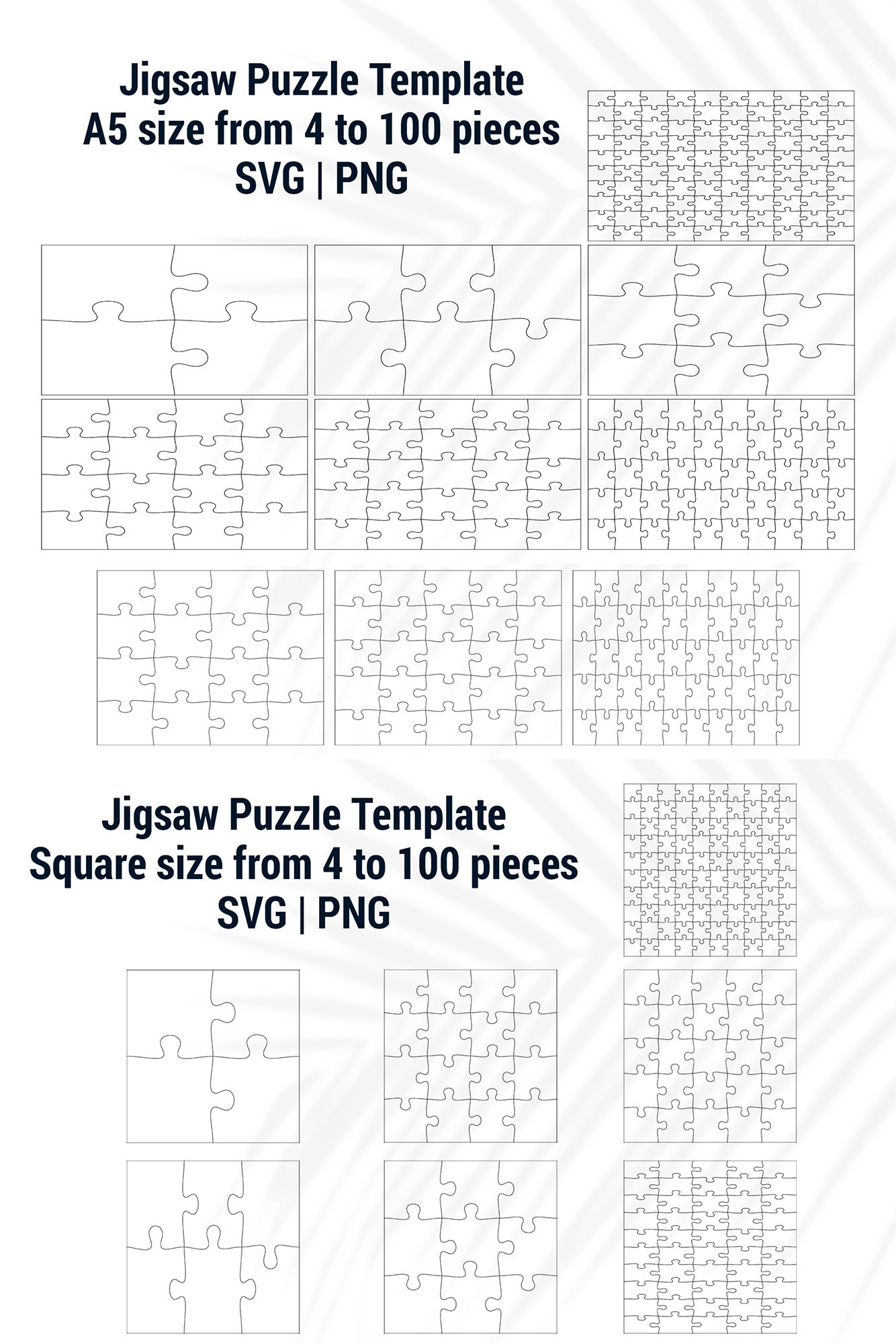 Jigsaw Puzzle pieces templates SVG and Photo puzzle creator