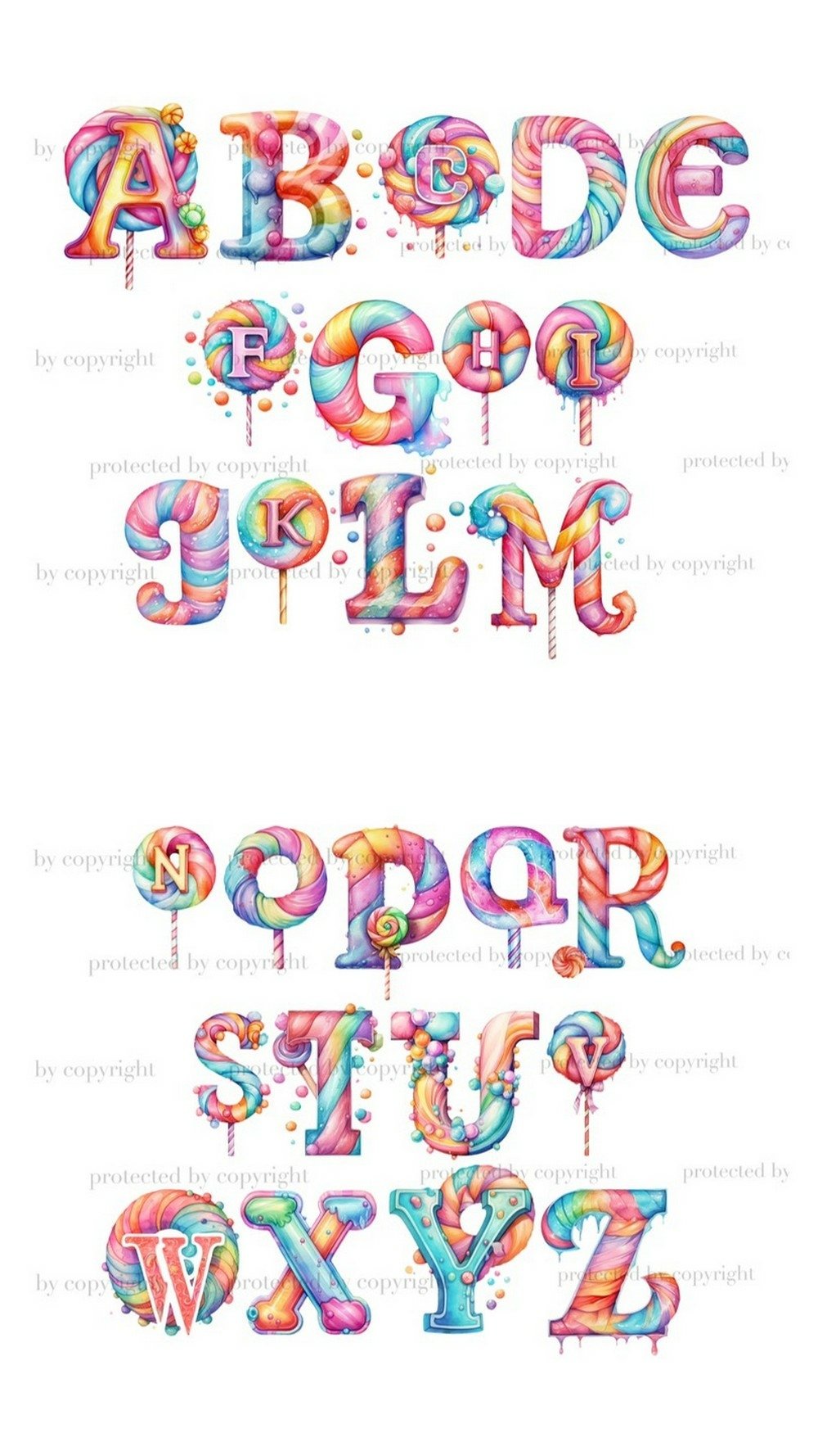 Lollipop Alphabet | Pastel Clipart Bundle