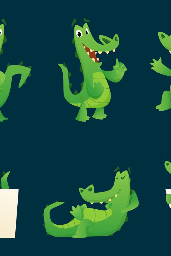 Alligator characters. Wildlife crocodile amphibian reptile a