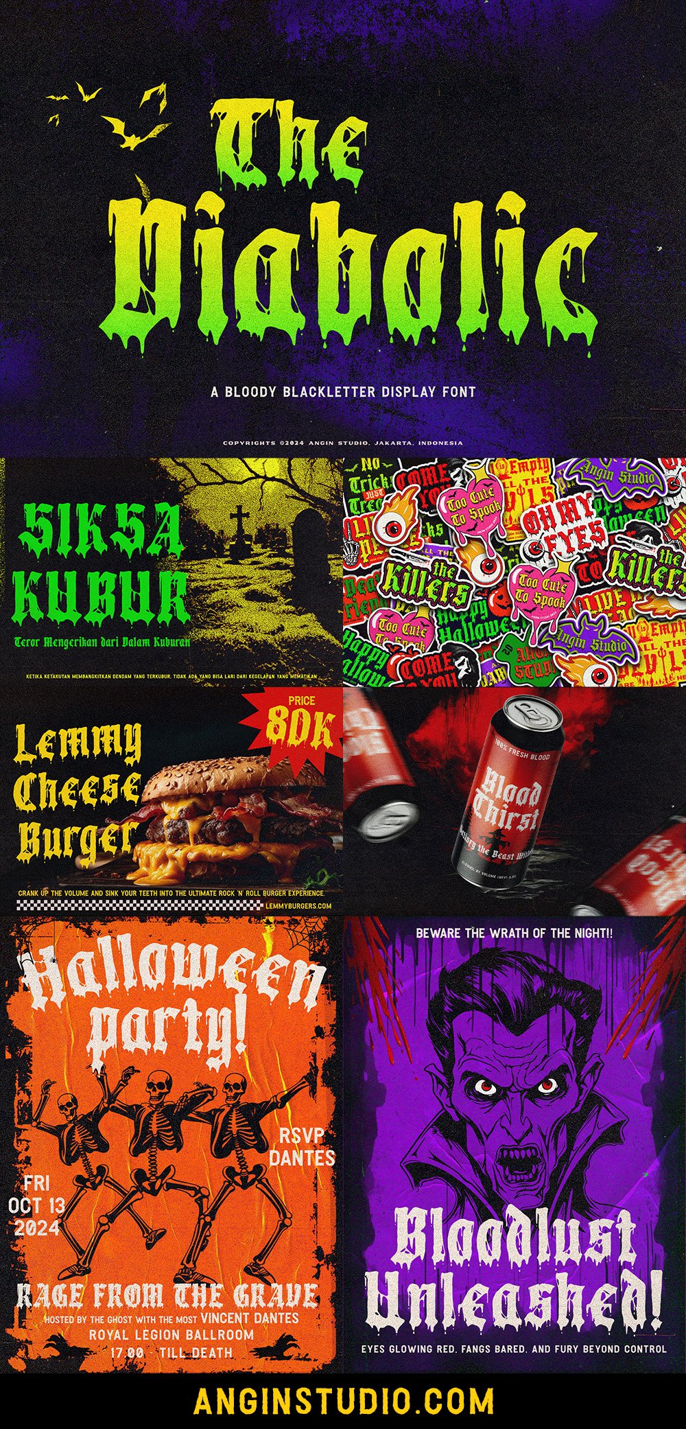 Halloween font with Bloody display