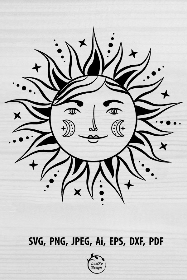Sun and moon svg illustration cut file