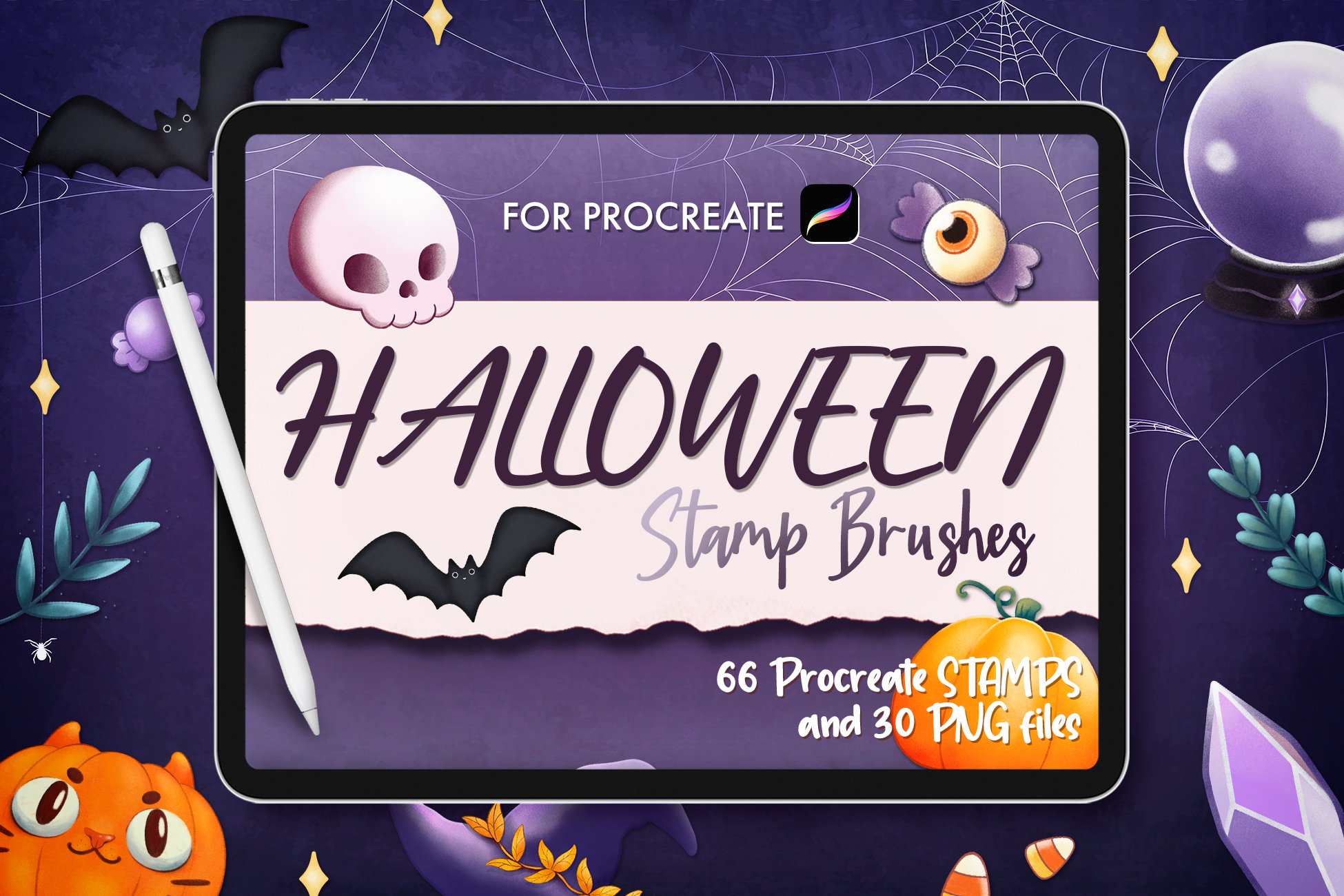Procreate Stamp Halloween, Procreate brushes for iPad