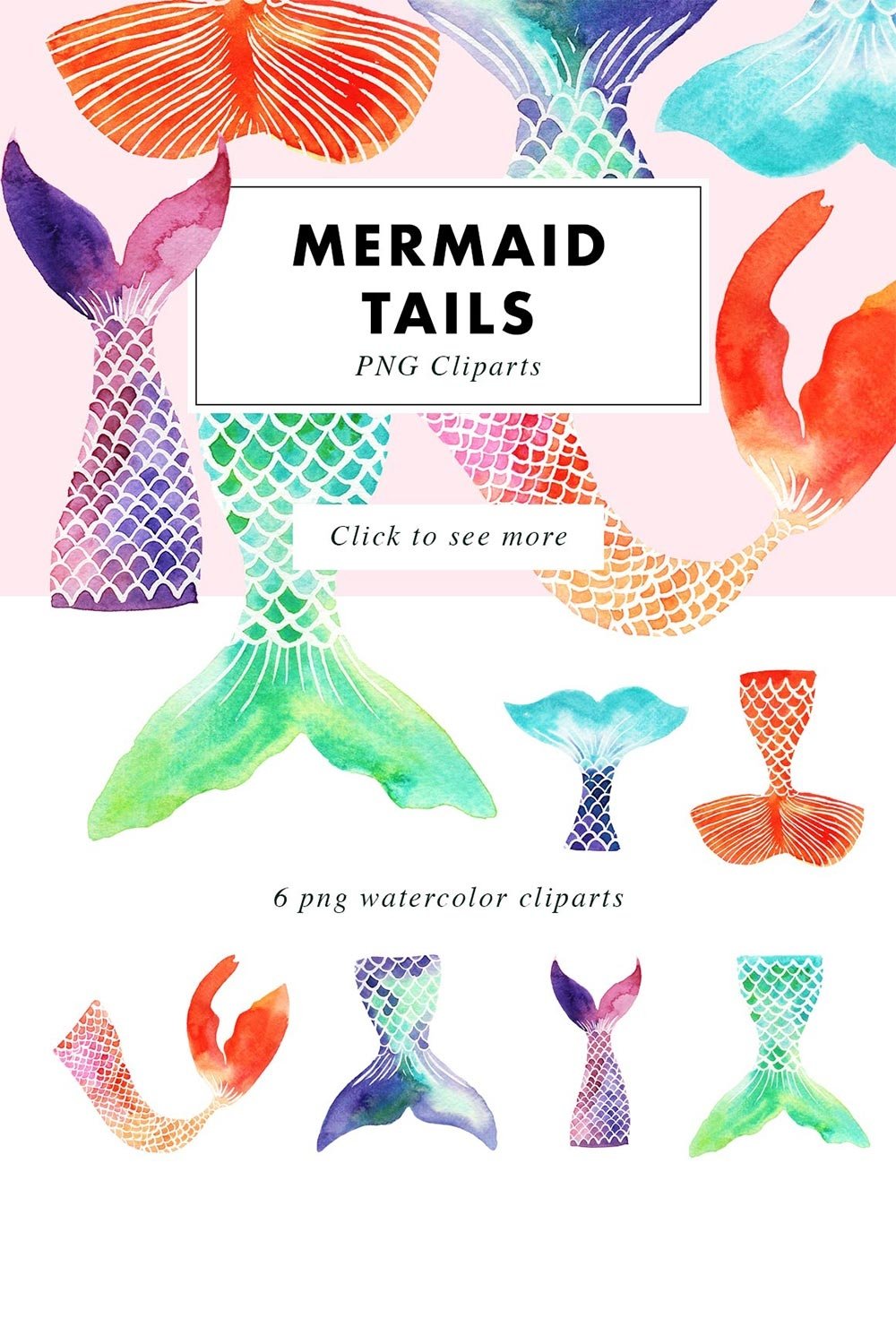 Mermaid Tails | Watercolor Illustrations Clipart