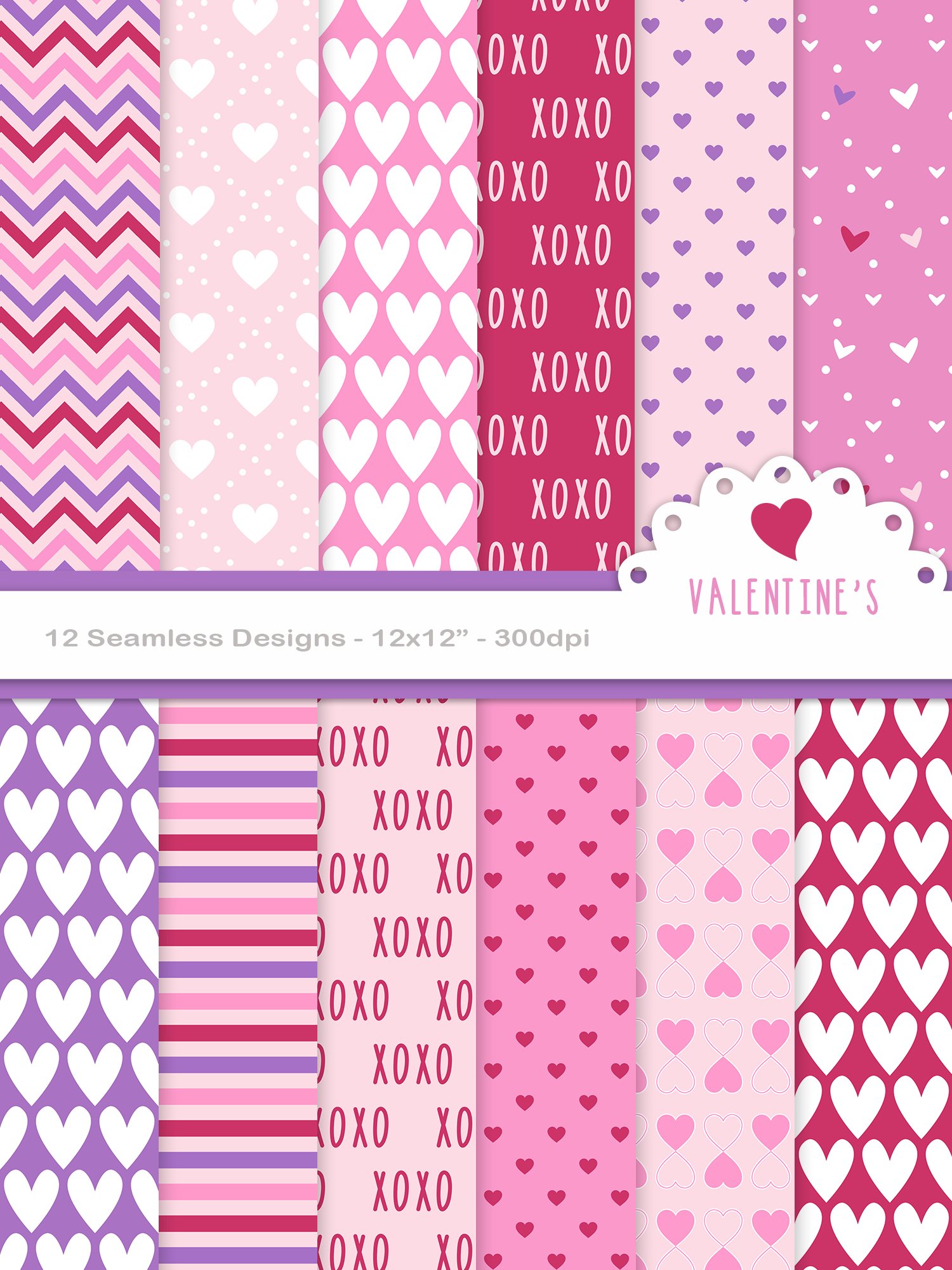 Valentine love hearts, seamless scrapbook paper (1793922)