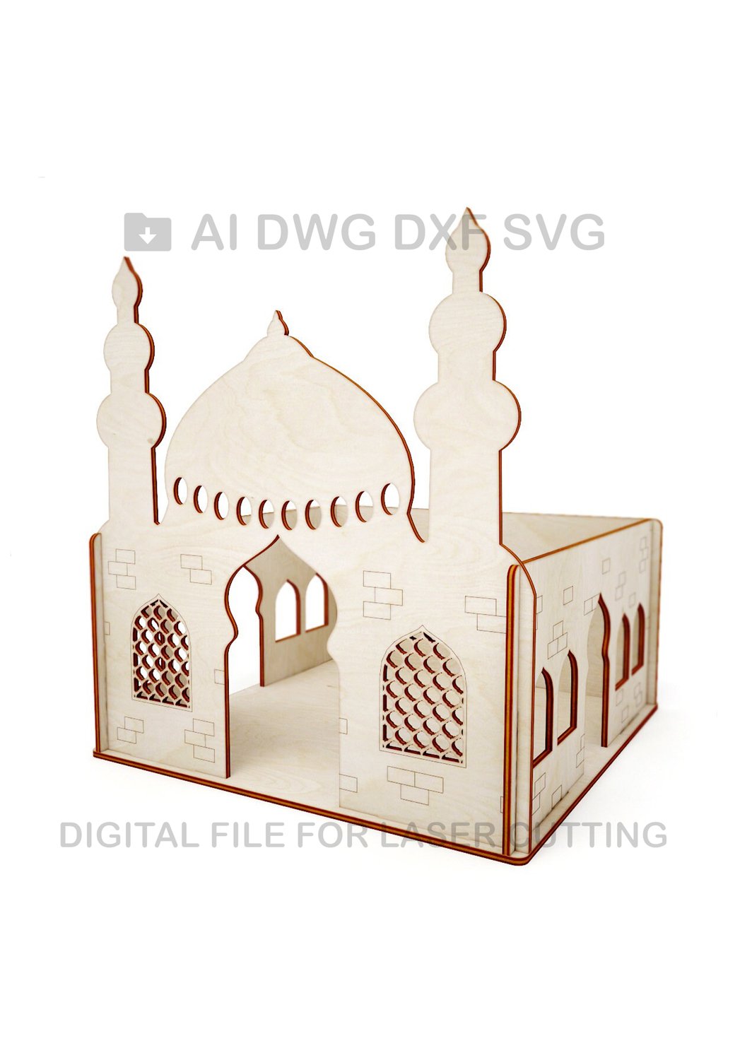 Wooden mosque vector for CNC svg vector file, vector cut