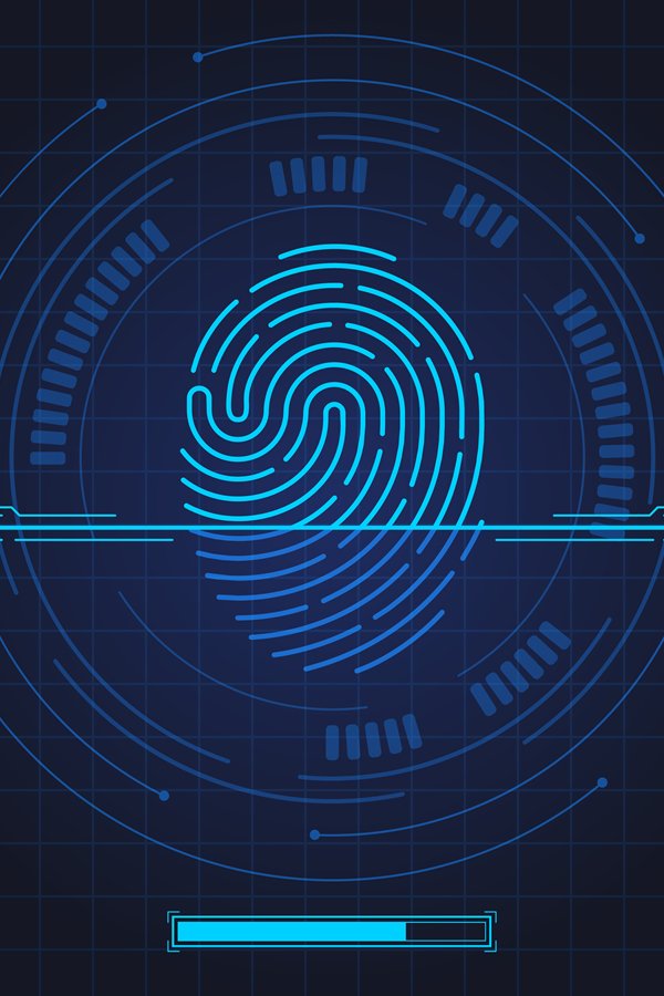 Fingerprint scan. Biometric fingerprints identification, sec