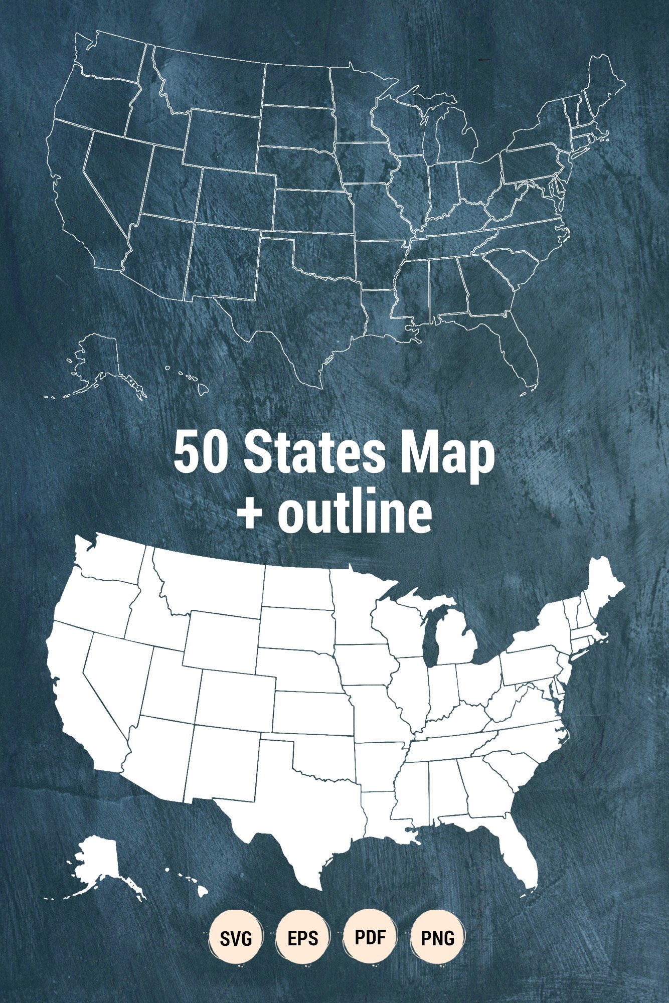 50 united states of America map | SVG clipart cutting files