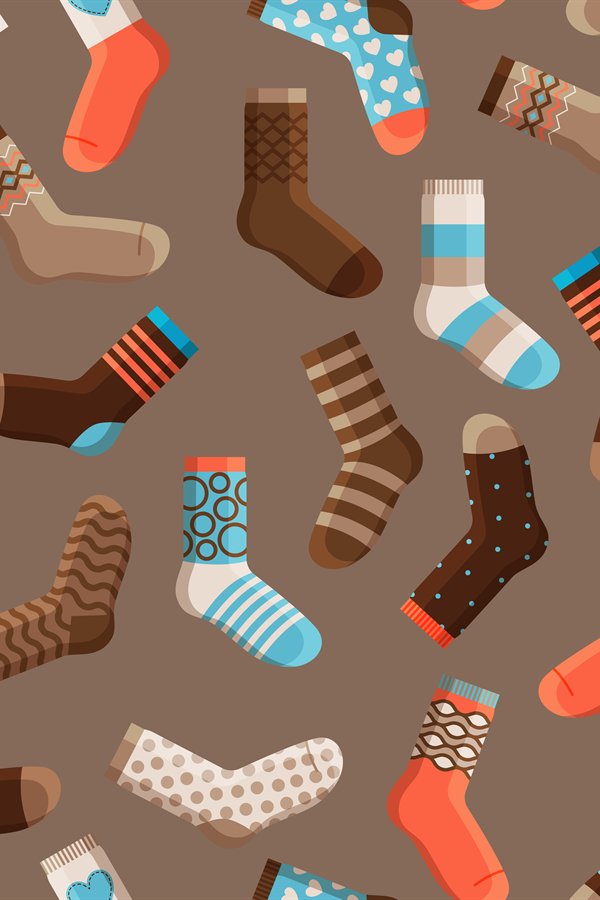 Colorful cartoon kids socks seamless pattern
