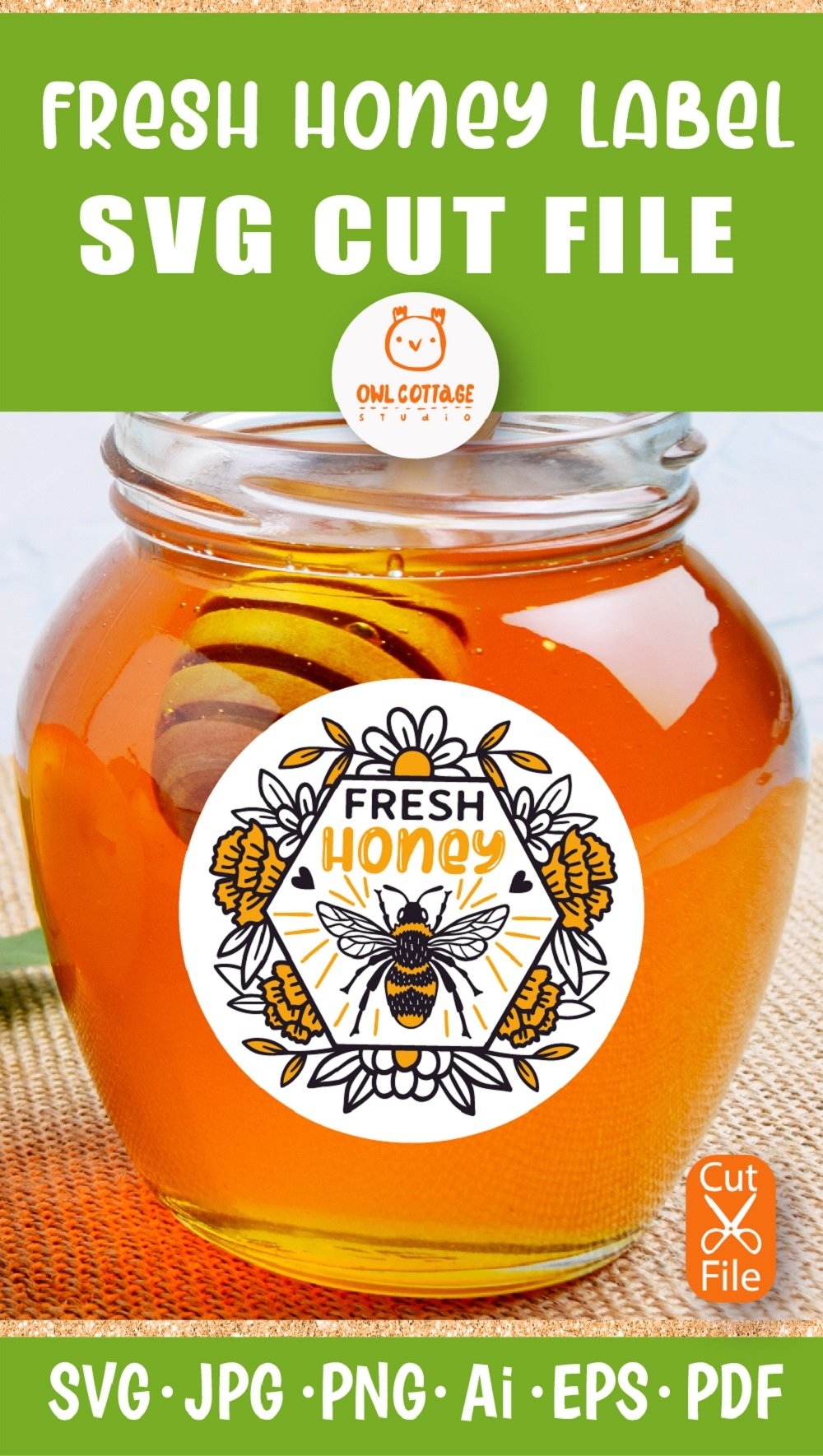 Fresh Honey SVG| Honey Packaging Design Cut File