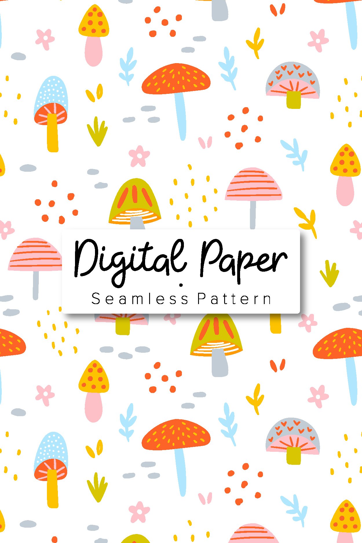 Mushrooms Digital Paper Mushroom Pattern