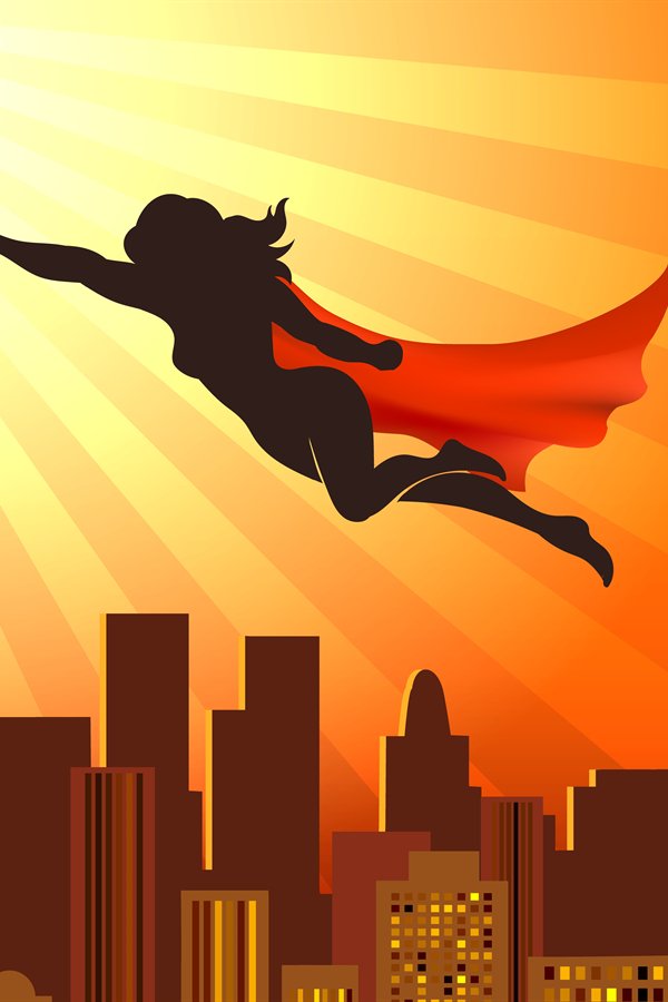 Flying girl superhero