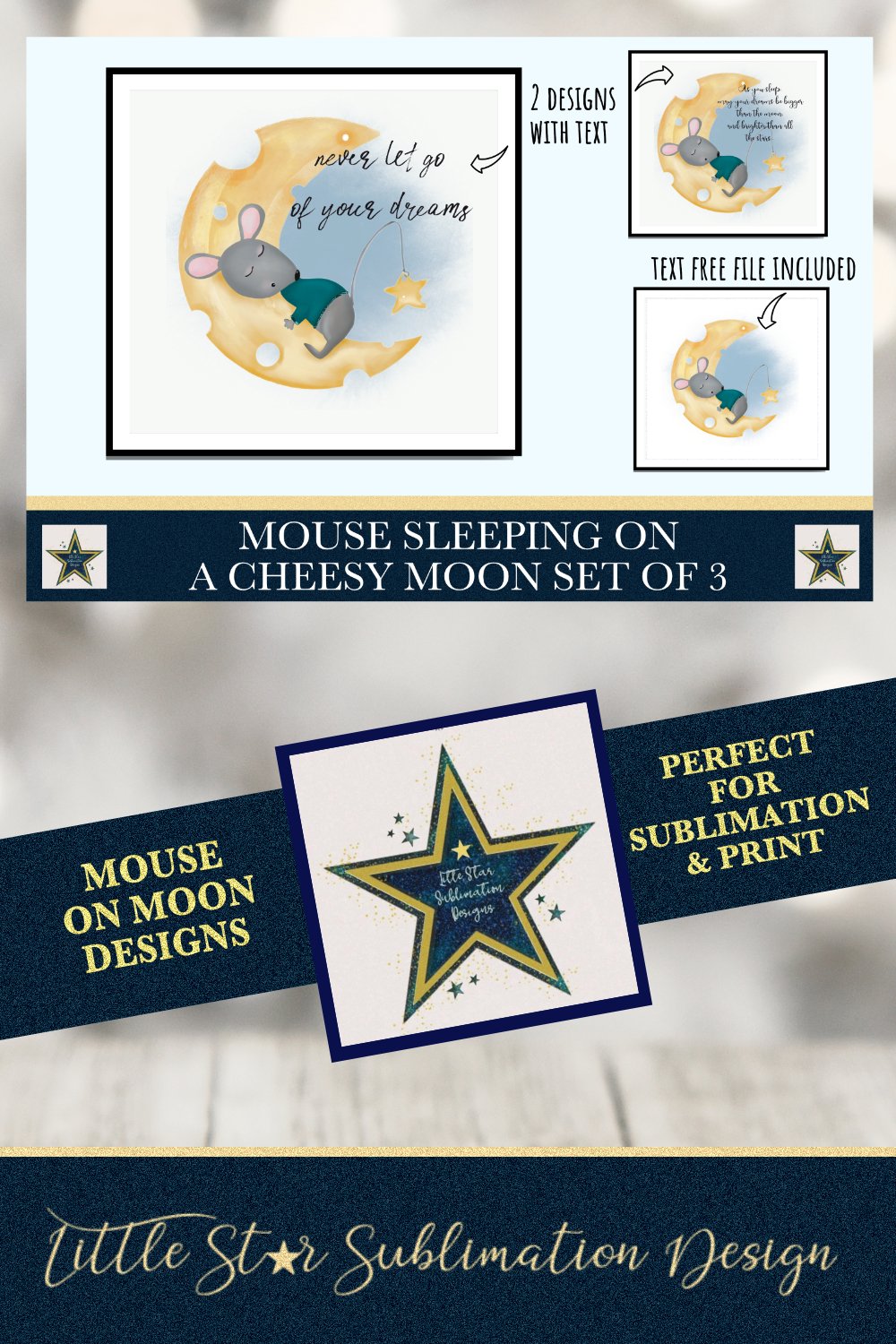 Mouse On The Cheesy Moon 3 Pre-Made Designs