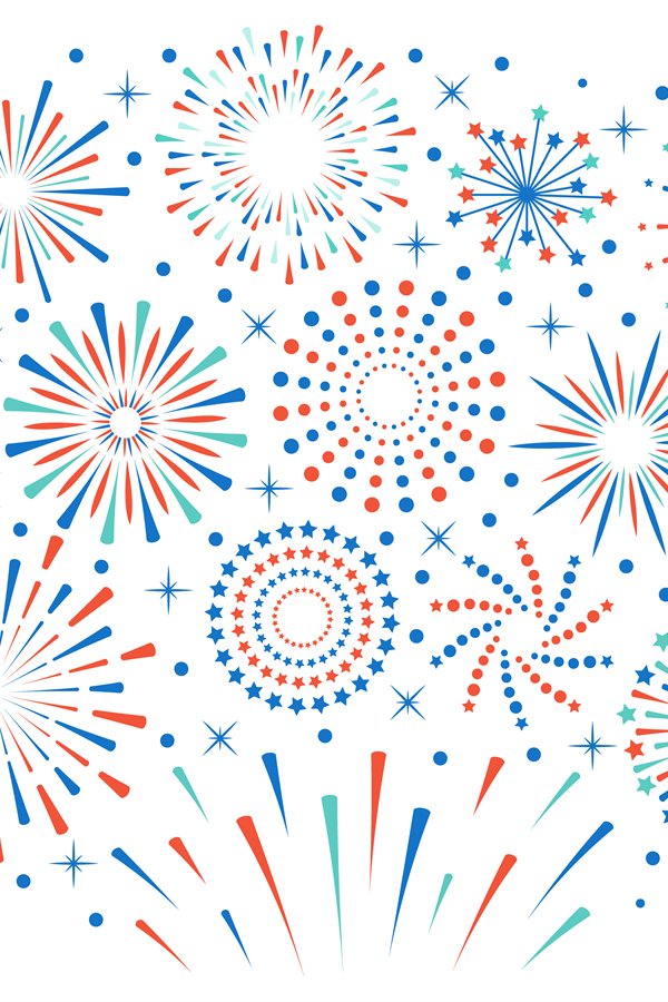 Happy 4th July fireworks. Celebration firework explode