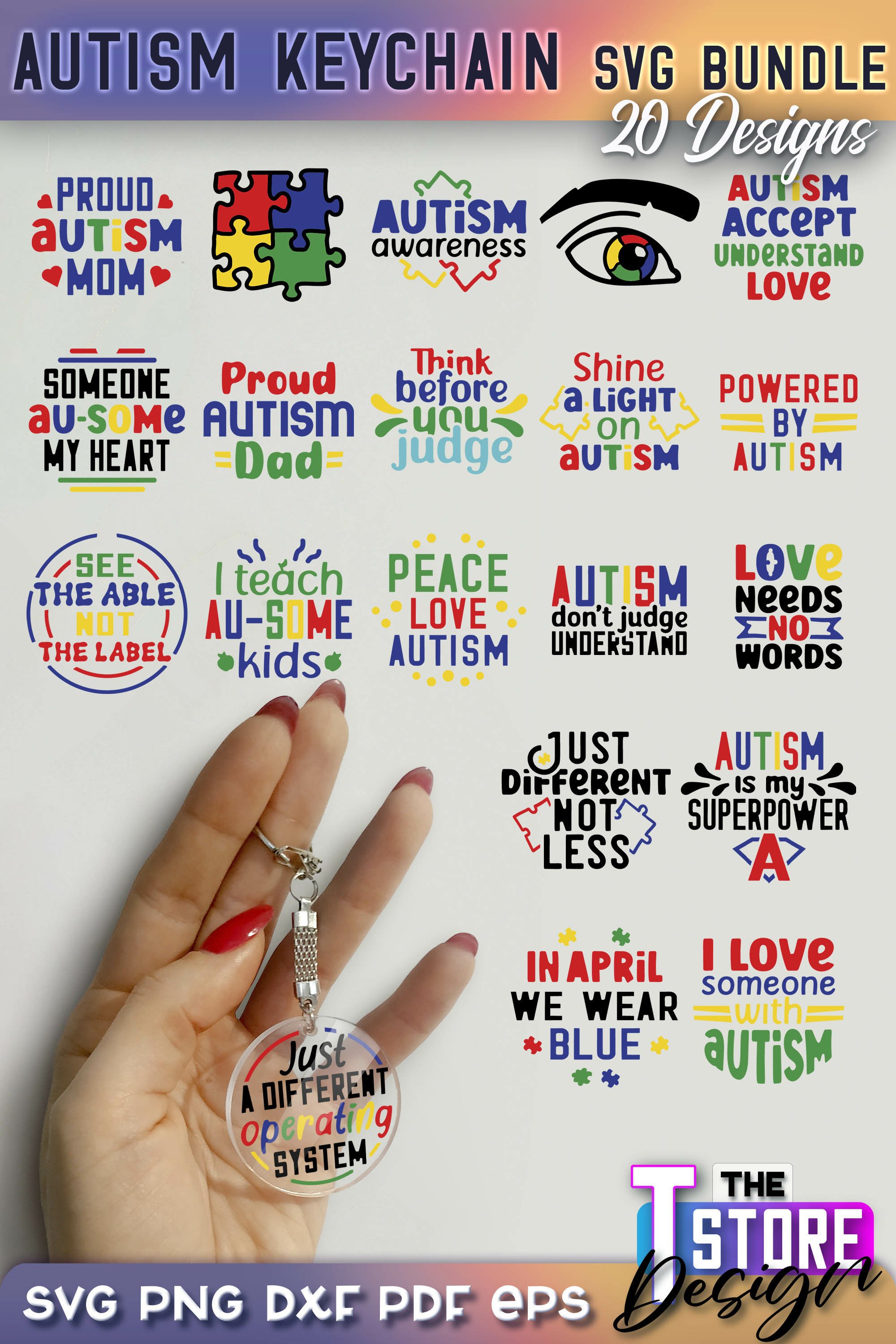 Autism Keychain SVG Bundle | Autism Awareness SVG | Funny