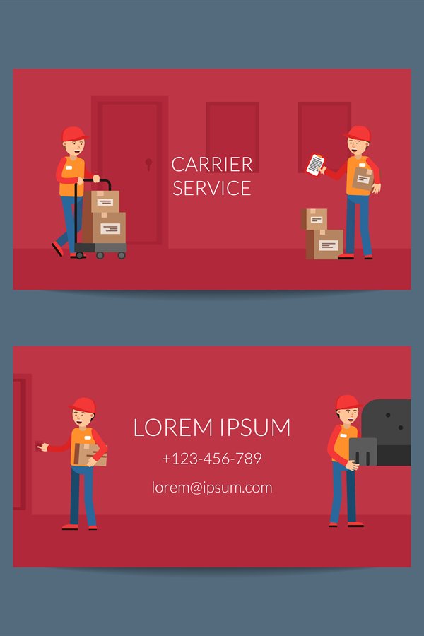 Vector delivery flat elements business card template for del