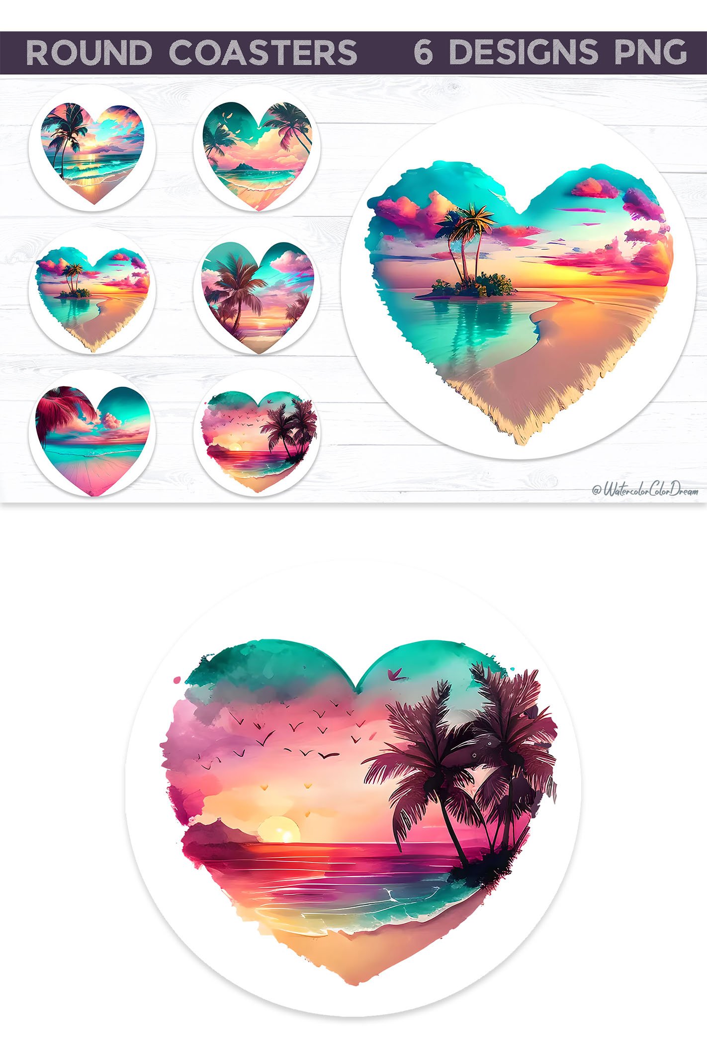 Summer Beach Coaster | Sunset Round Coaster