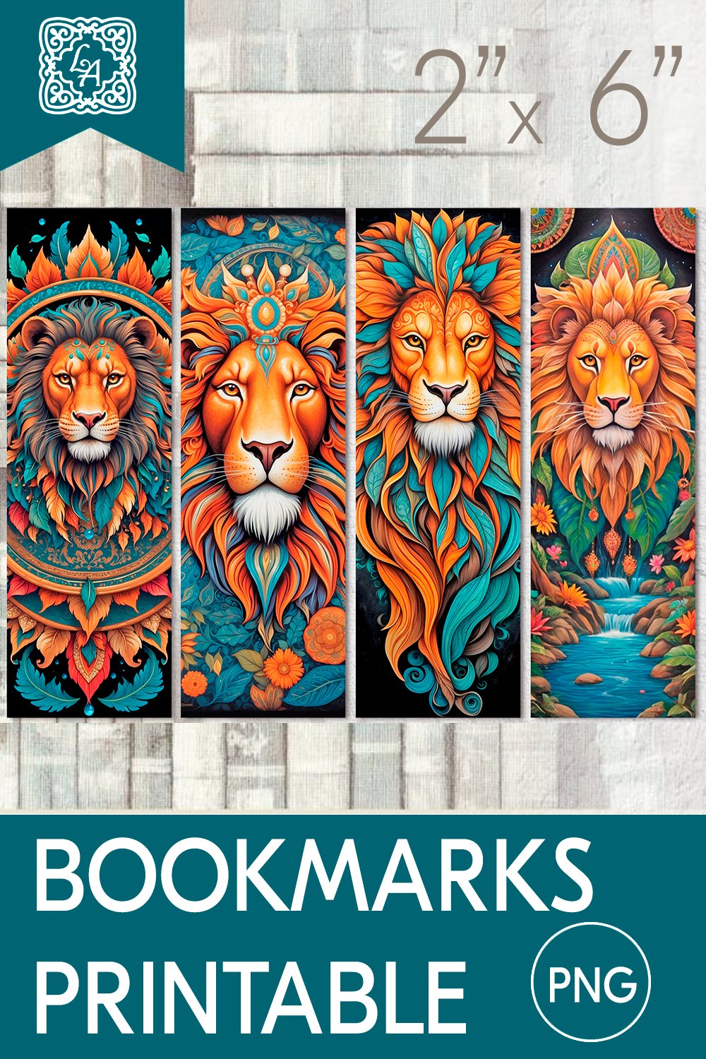 Magic Lion bookmarks Printable Bookmark 4 PNG