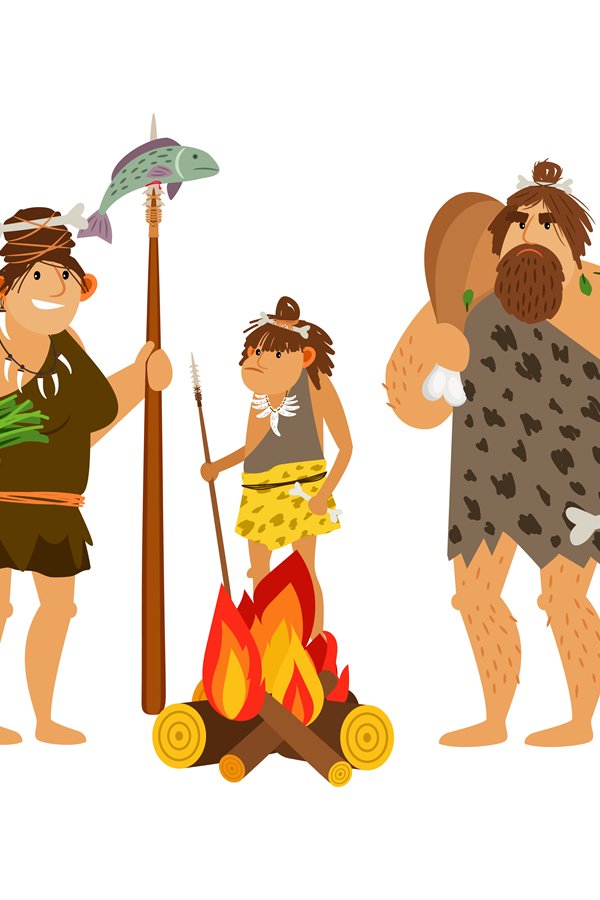 Cartoon cavemen family