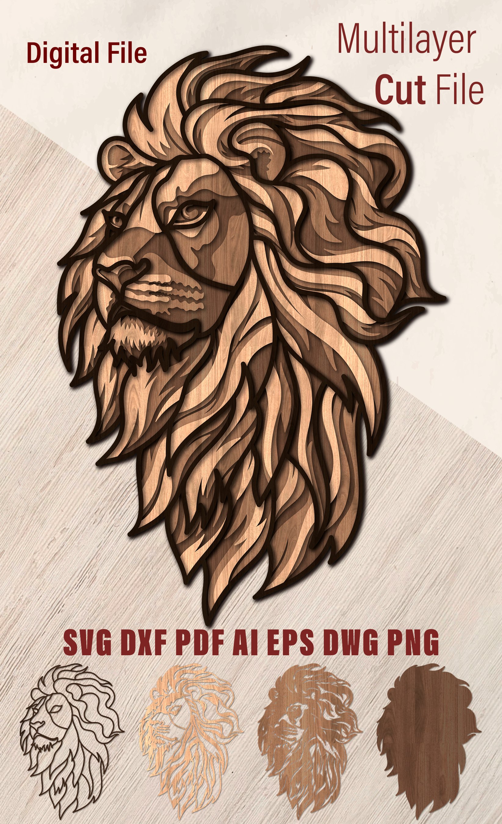 3D SVG Laser Cut LION