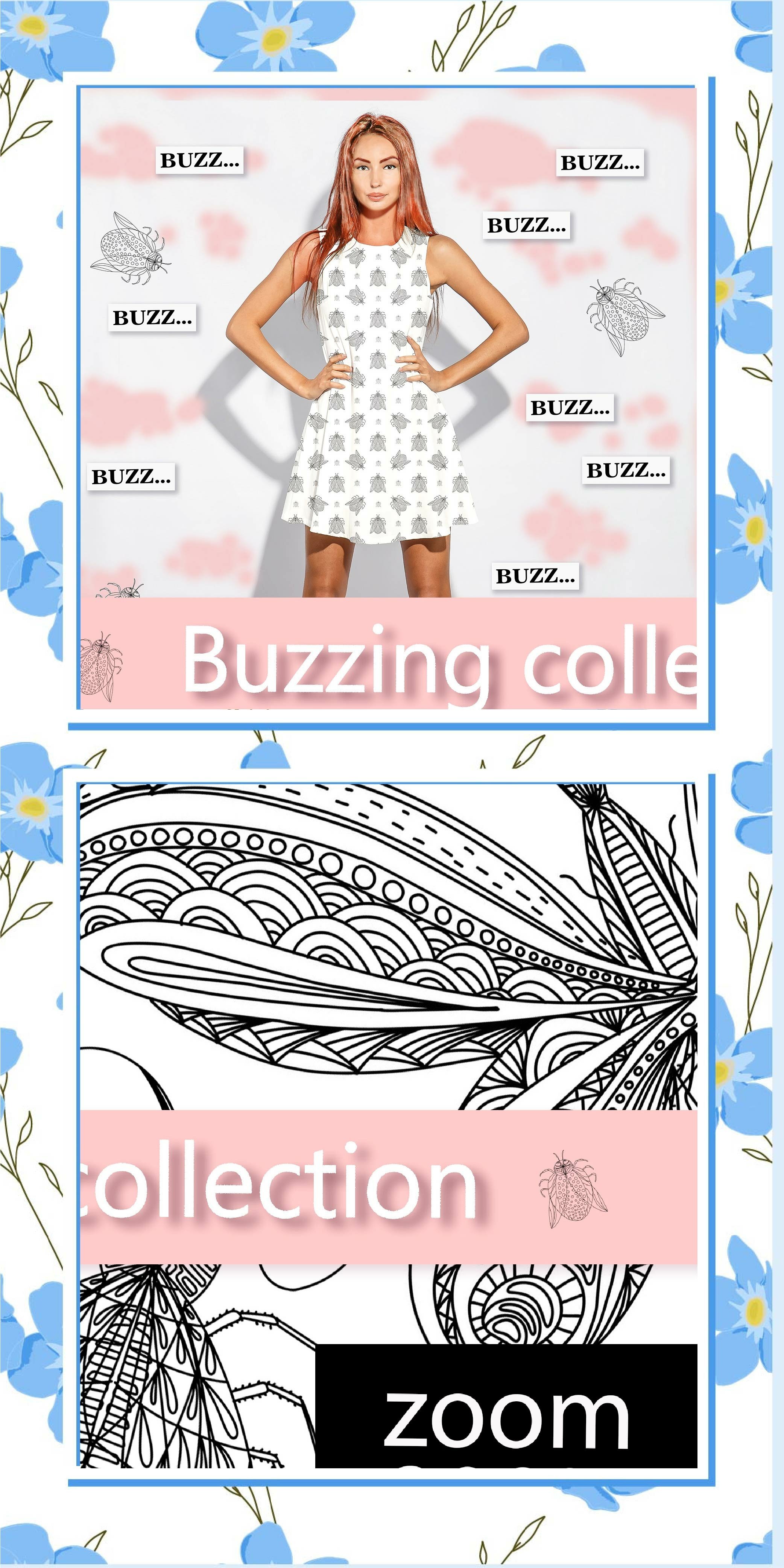 Buzzing Collection. PNG+JPEG seamless patterns