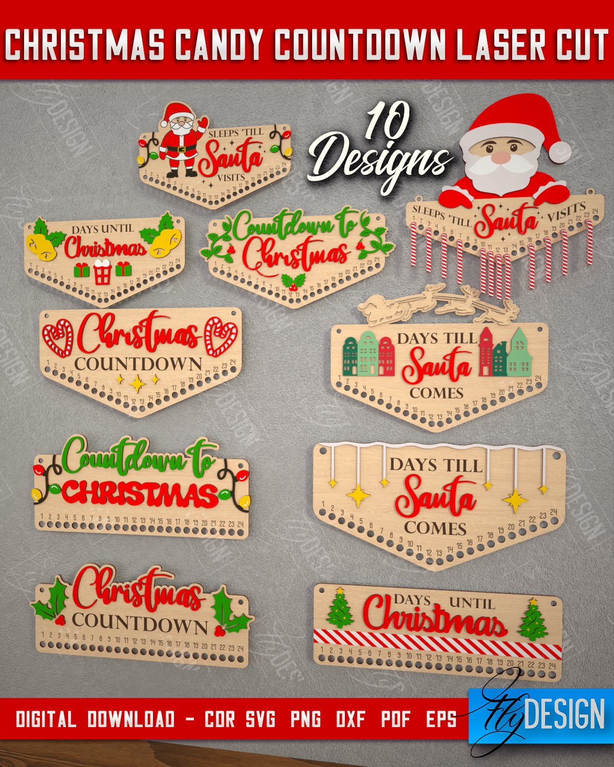 Christmas Candy Countdown Laser Cut Bundle | (4903871)