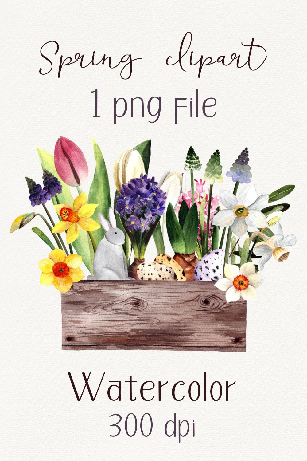 Watercolor spring flowers clipart. Easter Sublimation PNG