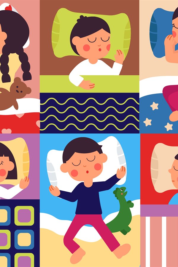 Sleeping kids. Peaceful childhood, kid sleep in home bed. Be