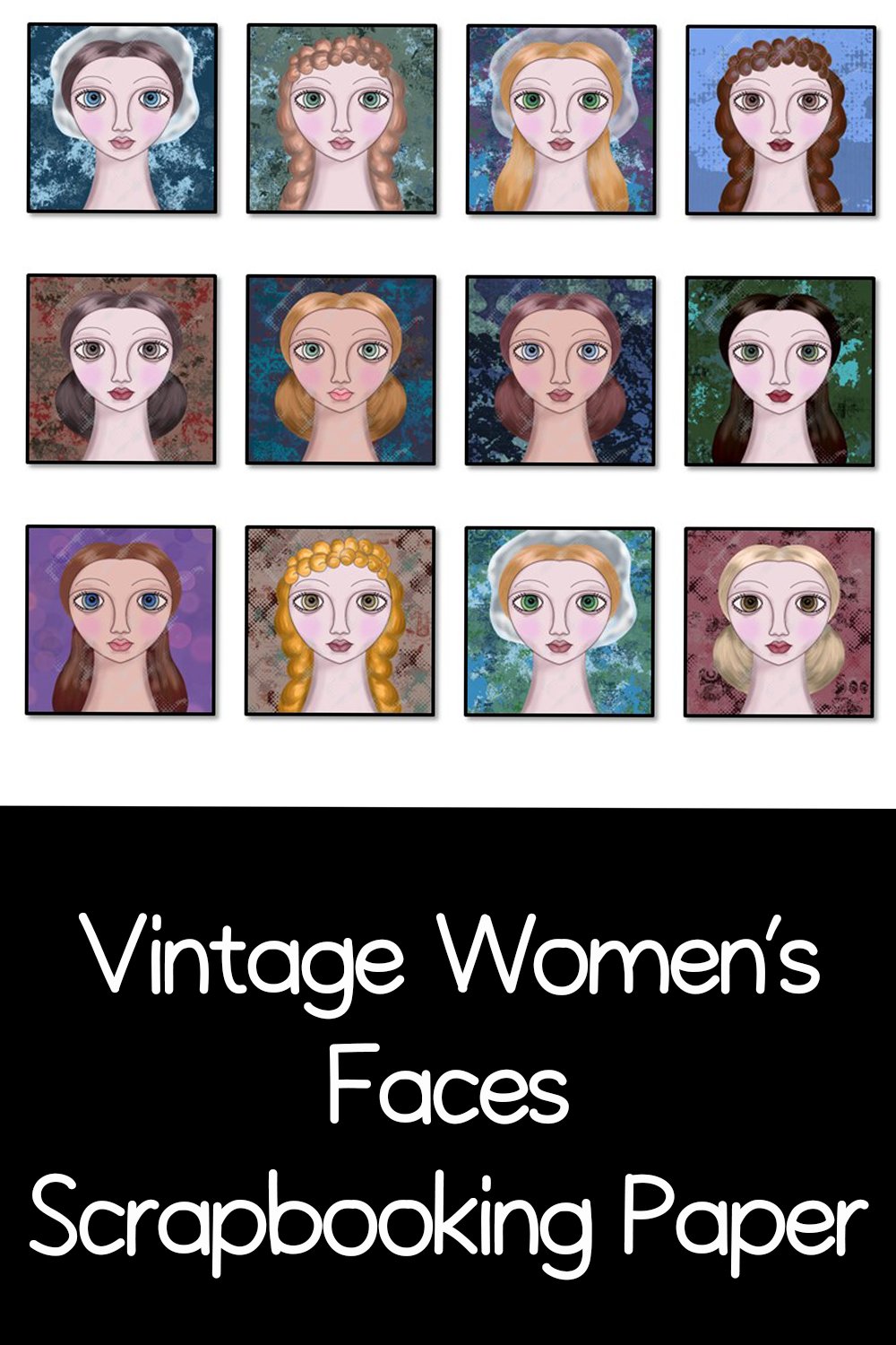 Vintage Women's Faces Scrapbooking Papers