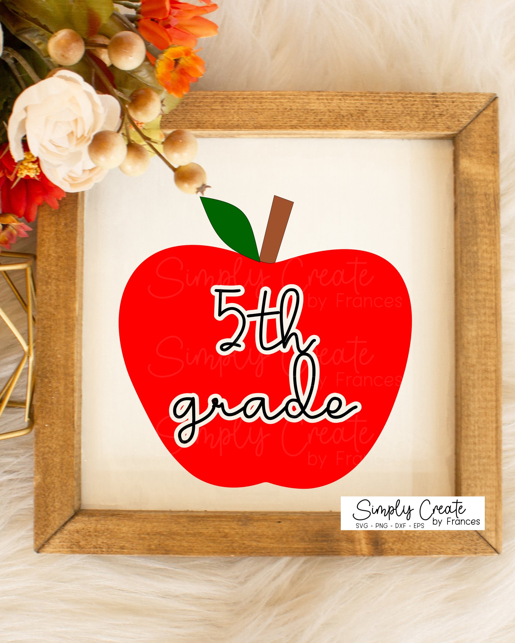 Fifth Grade Apple SVG | School